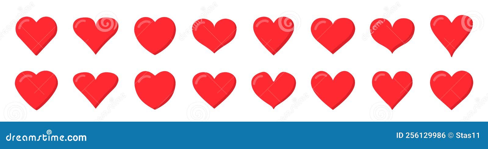 Heart Icons Collection in Red. Set of Heart Icons Stock Vector ...