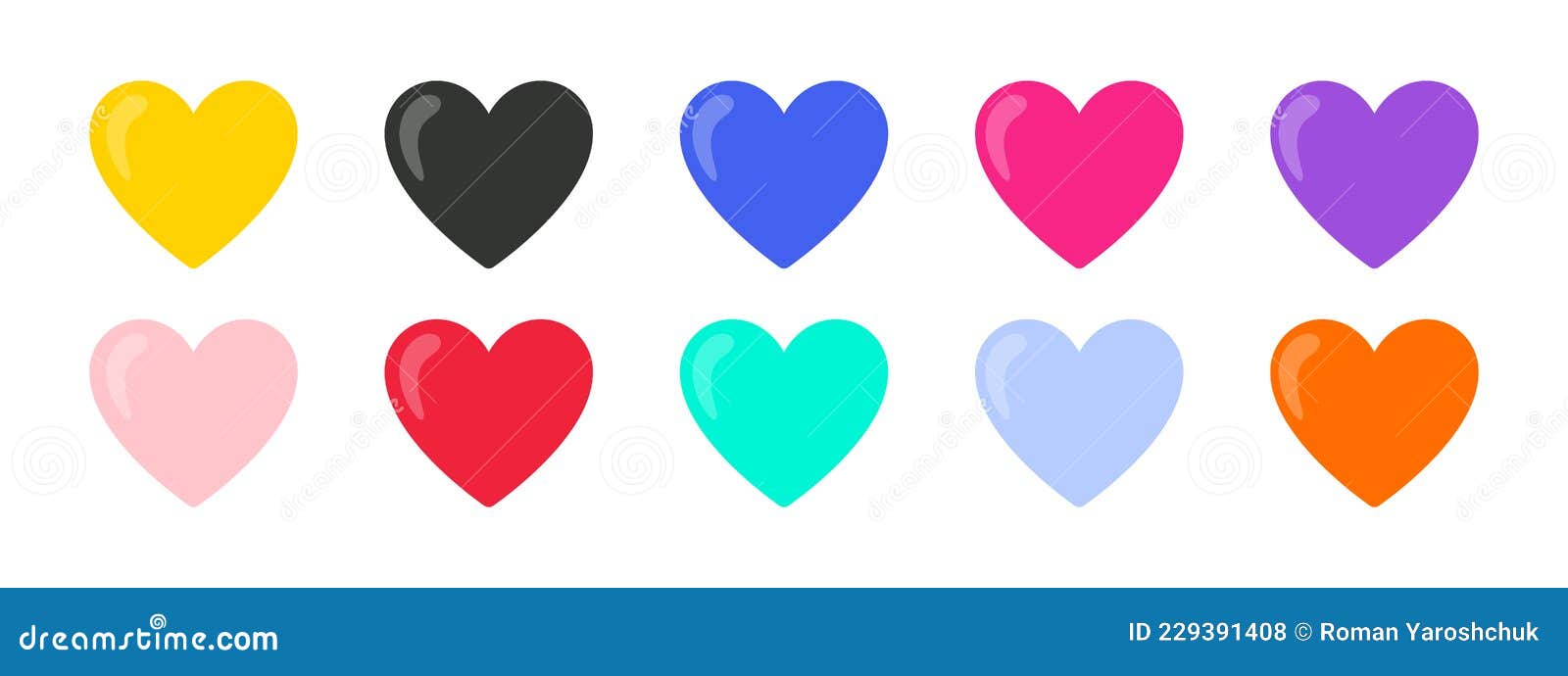 Heart Icons. Hearts of Different Colors. Vector Hearts Set Stock Vector ...