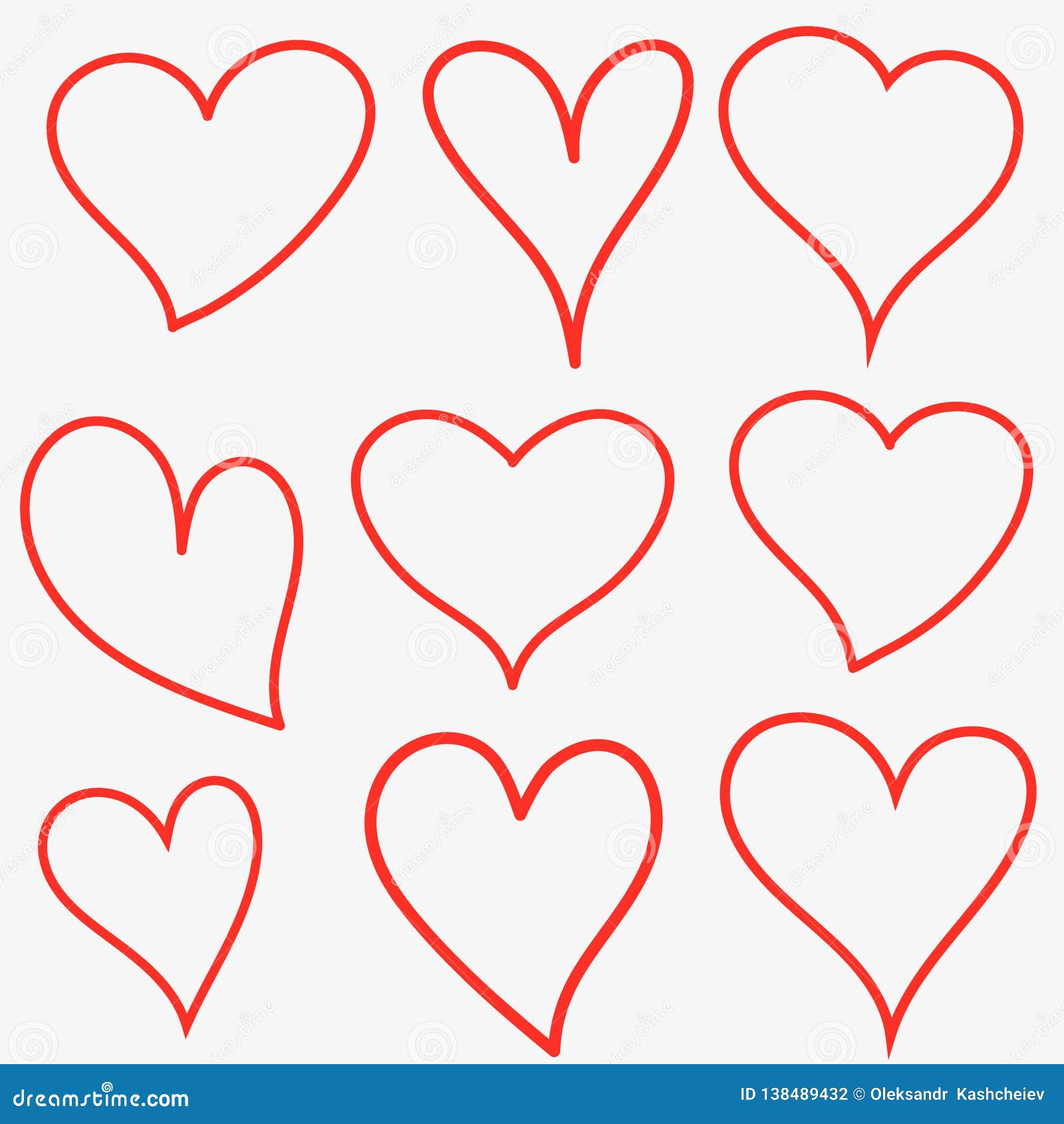 Heart Icons, Hearts Set, Heart Thin Linear Vector Symbols Stock ...