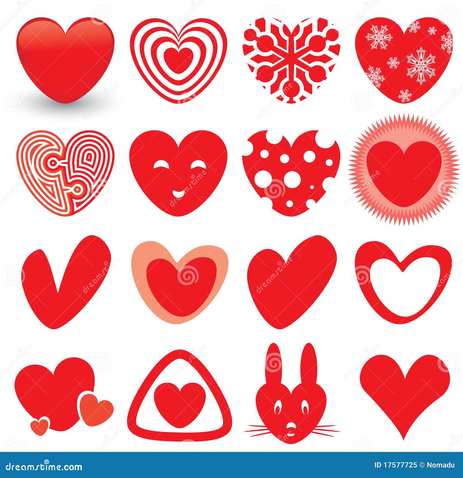 Heart Icons Set stock vector. Illustration of dimensional - 17577725