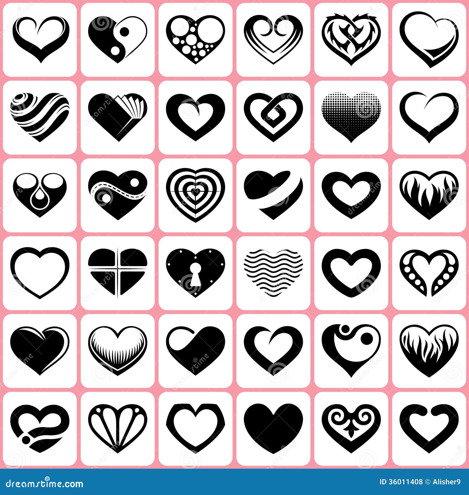 Heart Icons Set stock vector. Illustration of celebrate - 36011408