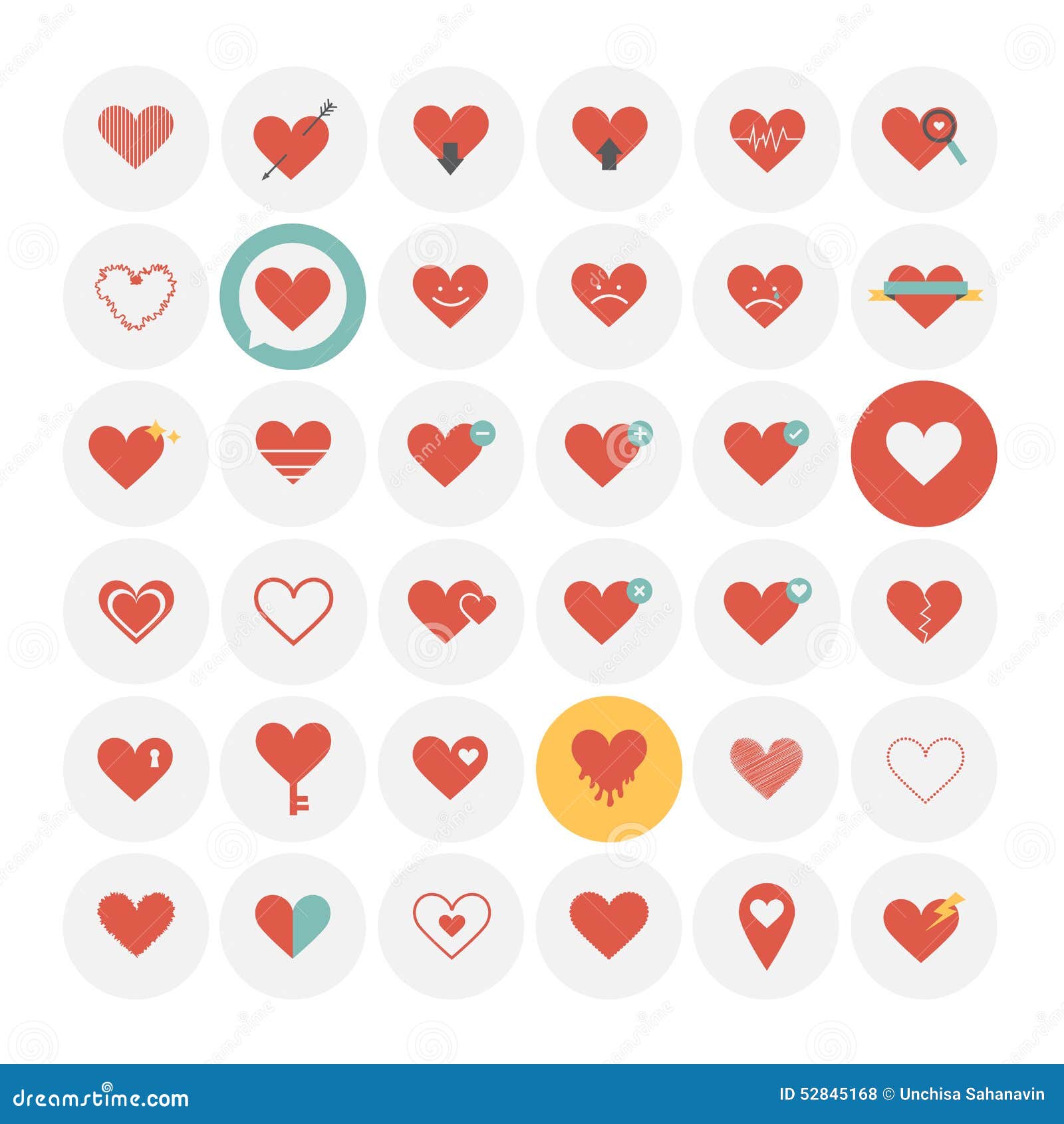 Heart icons set. stock vector. Illustration of design - 52845168