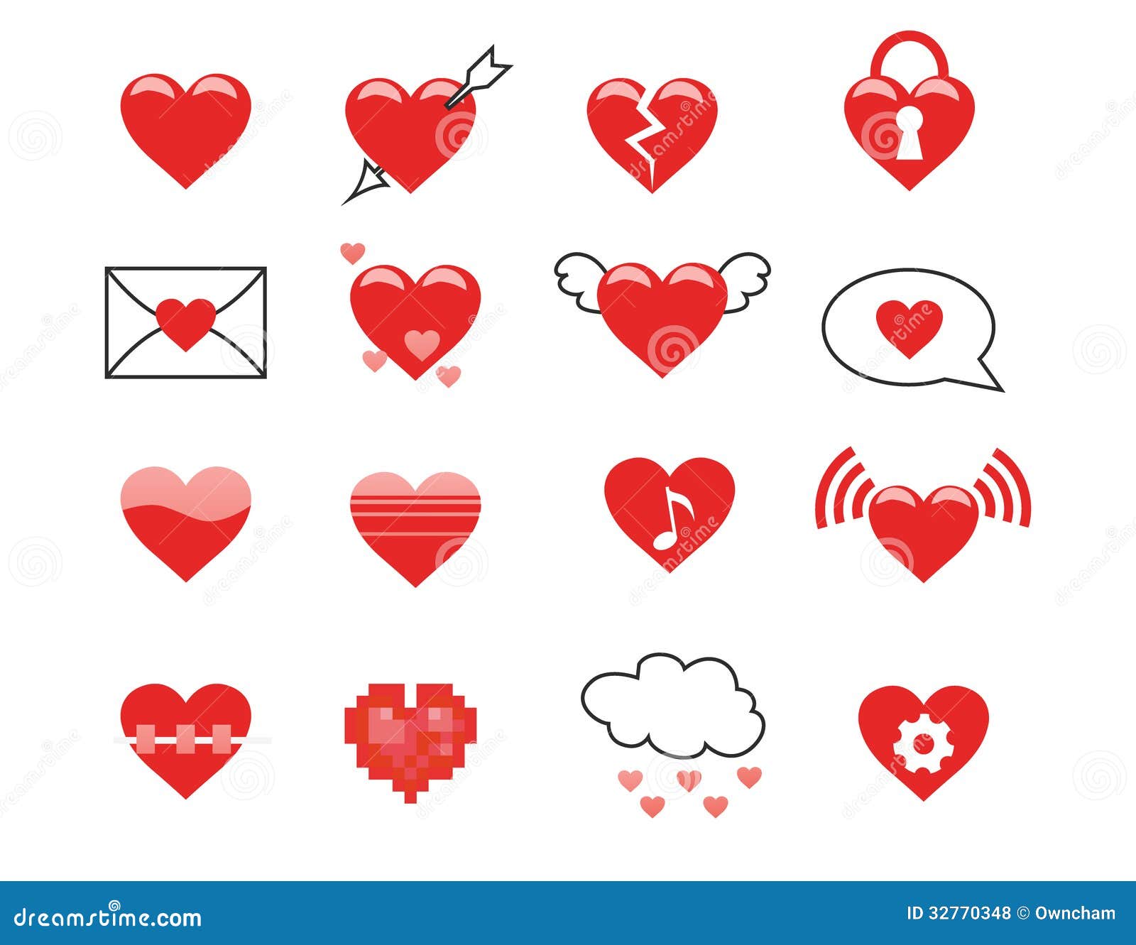 Heart Icons stock vector. Illustration of label, decor - 32770348