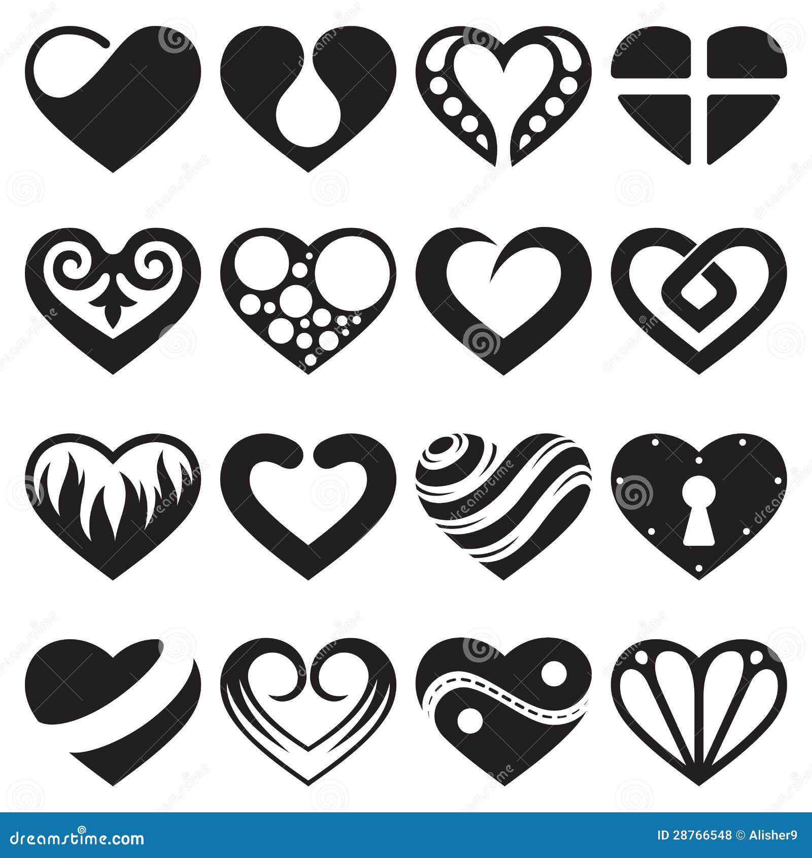 Heart icons and signs set stock vector. Illustration of artwork - 28766548