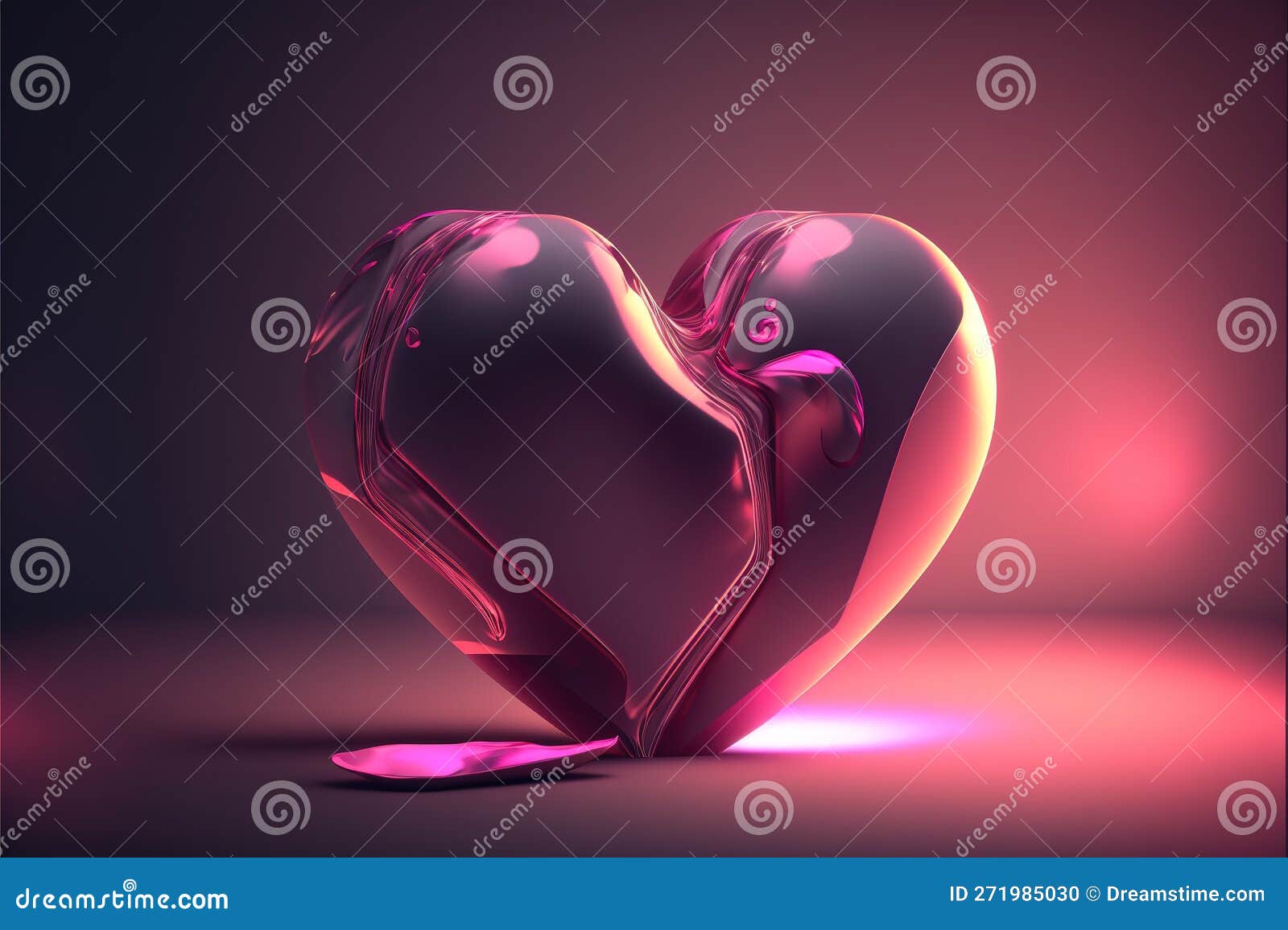 Heart. Illustration of Love. 3D Render of Big Hearth Shape with Glowing ...