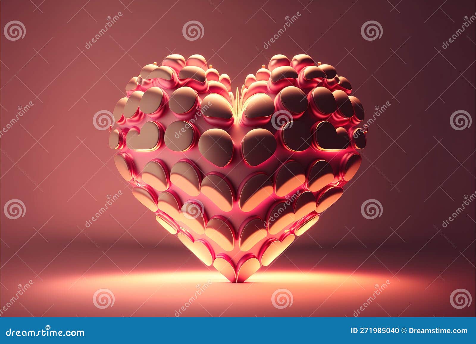 Heart. Illustration of Love. 3D Render of Big Hearth Shape with Glowing ...
