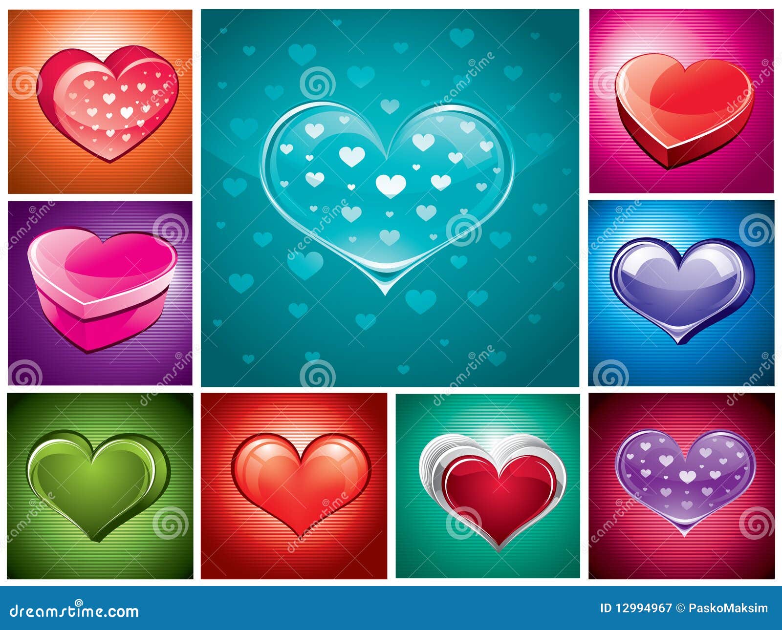 Heart illustration set stock vector. Illustration of colourful - 12994967