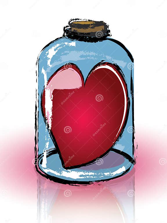 Heart imprisoned in a jar stock vector. Illustration of concept - 18138122