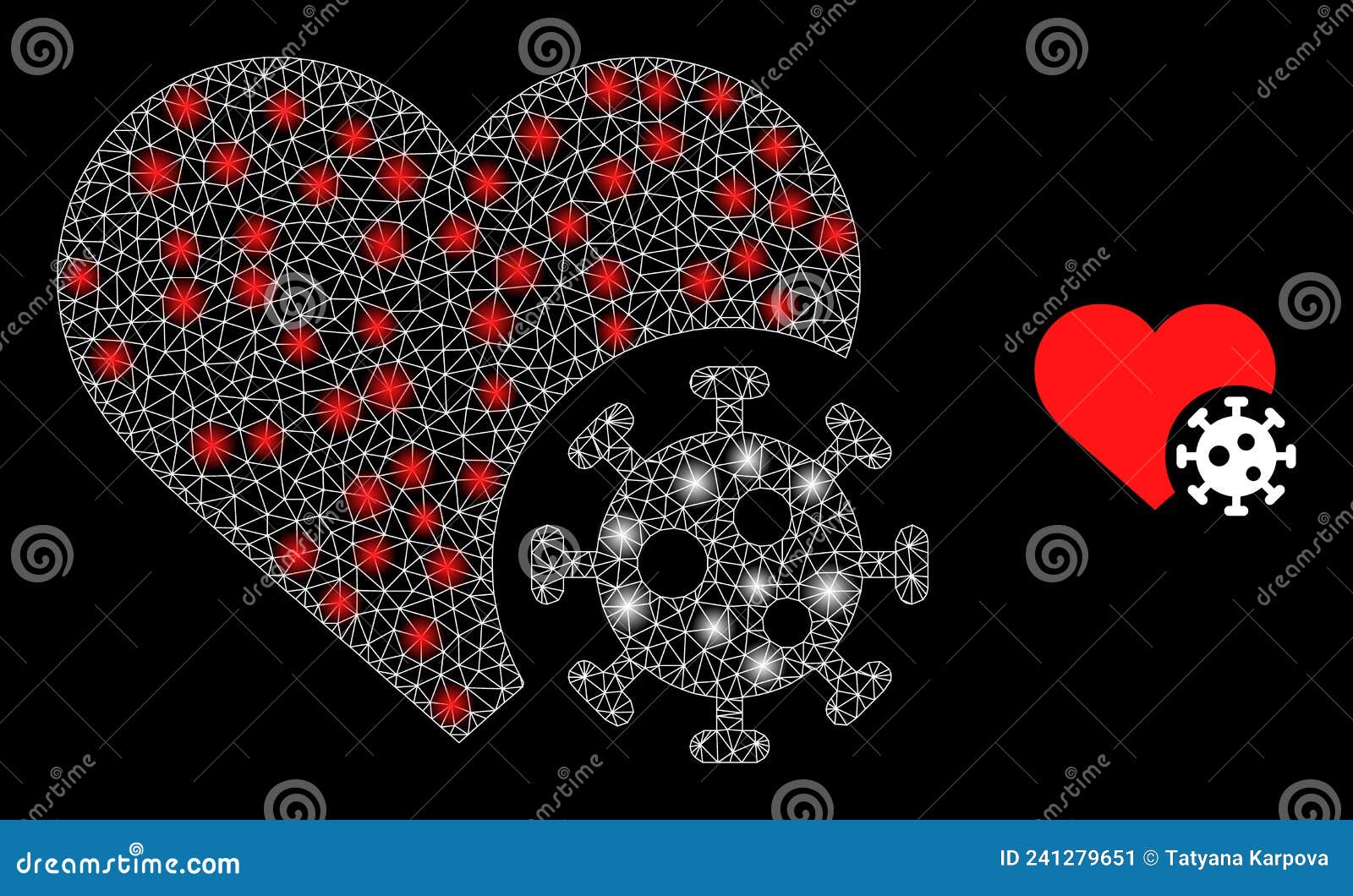 Heart Infection Icon - Triangulated Mesh with Sparkles Stock Vector ...