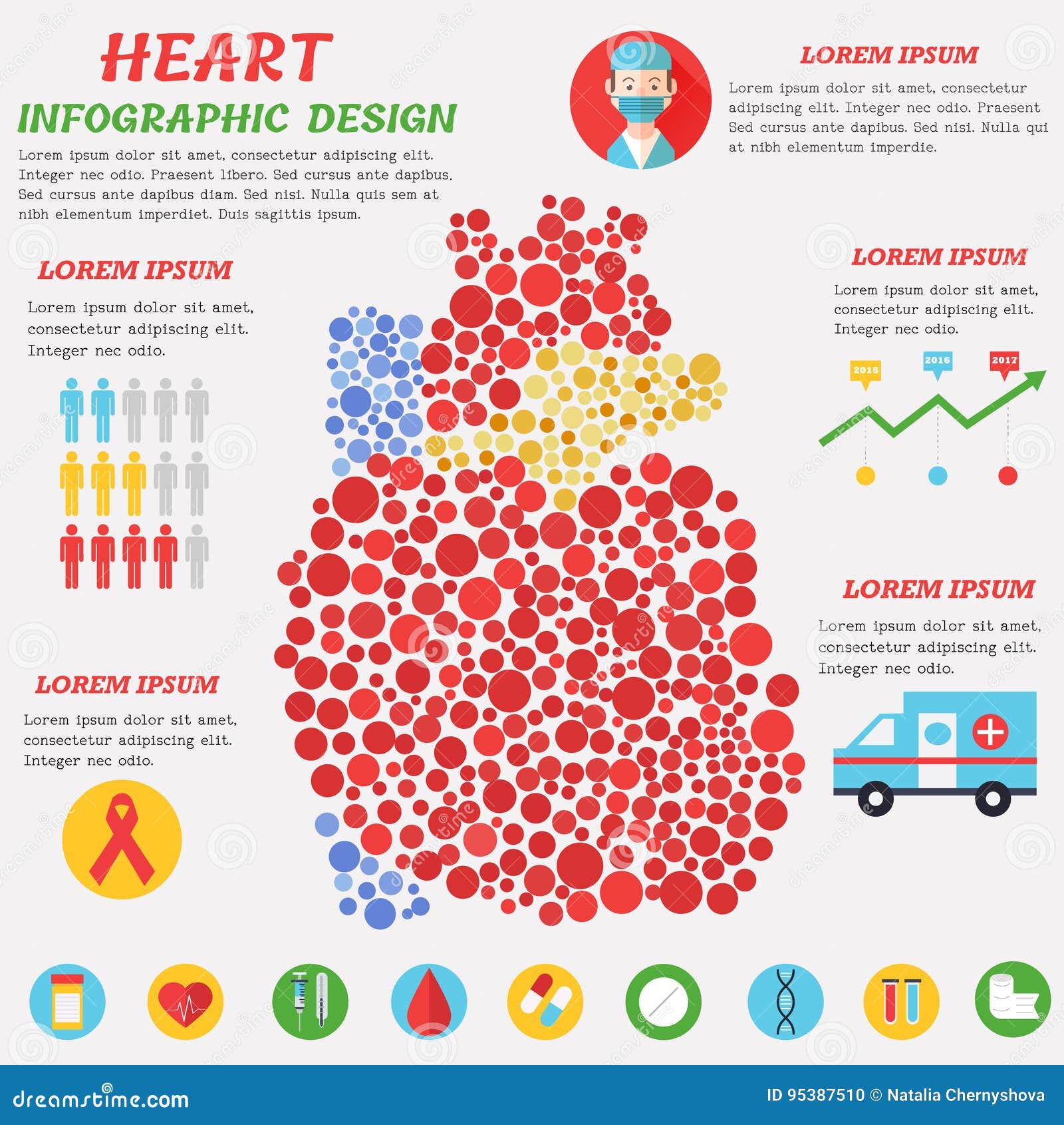 Heart Infographic with Symbols, Text and Graphic Stock Vector ...