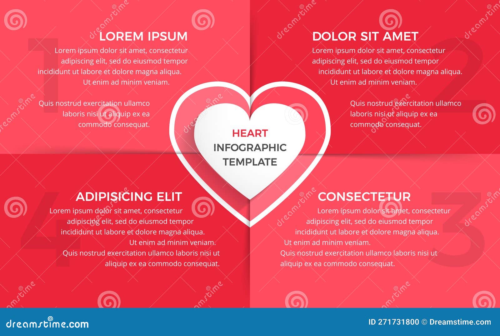 Heart Infographics with 4 Elements Stock Vector - Illustration of step ...