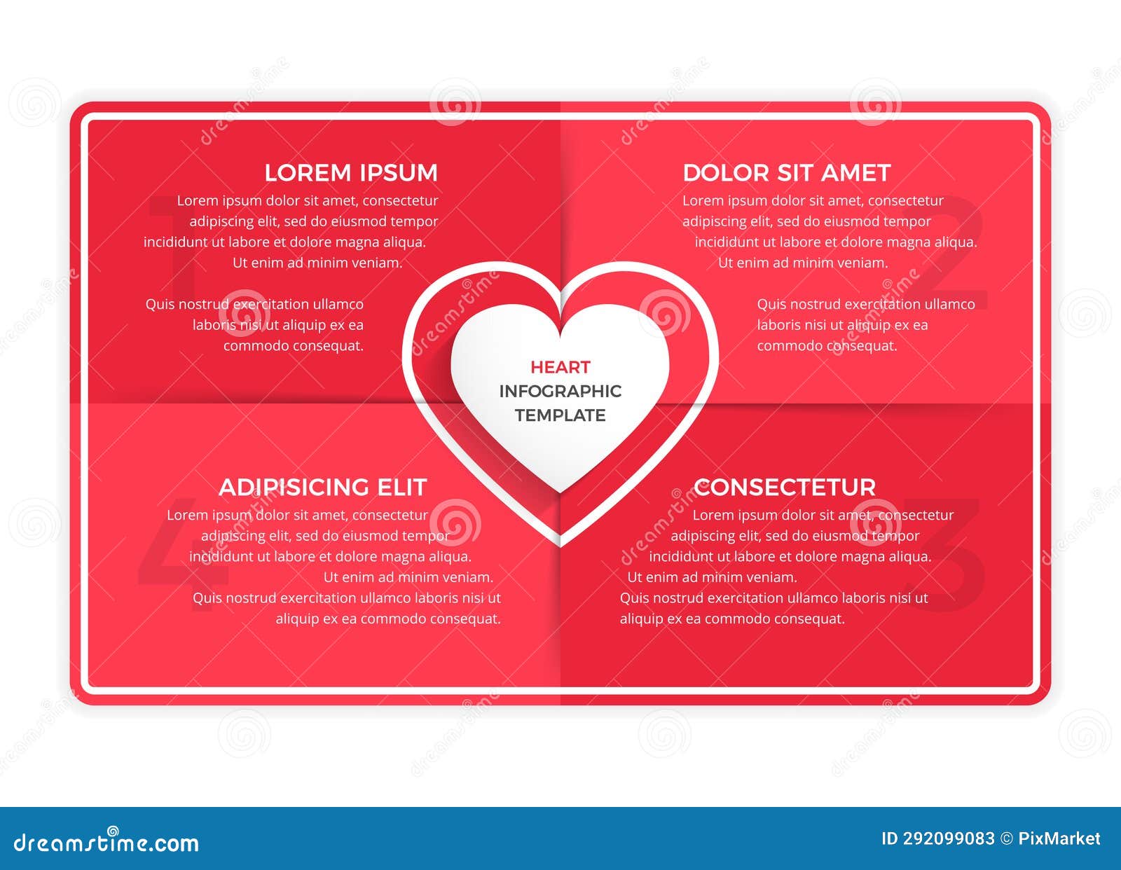 Heart Infographics with 4 Elements Stock Vector - Illustration of ...