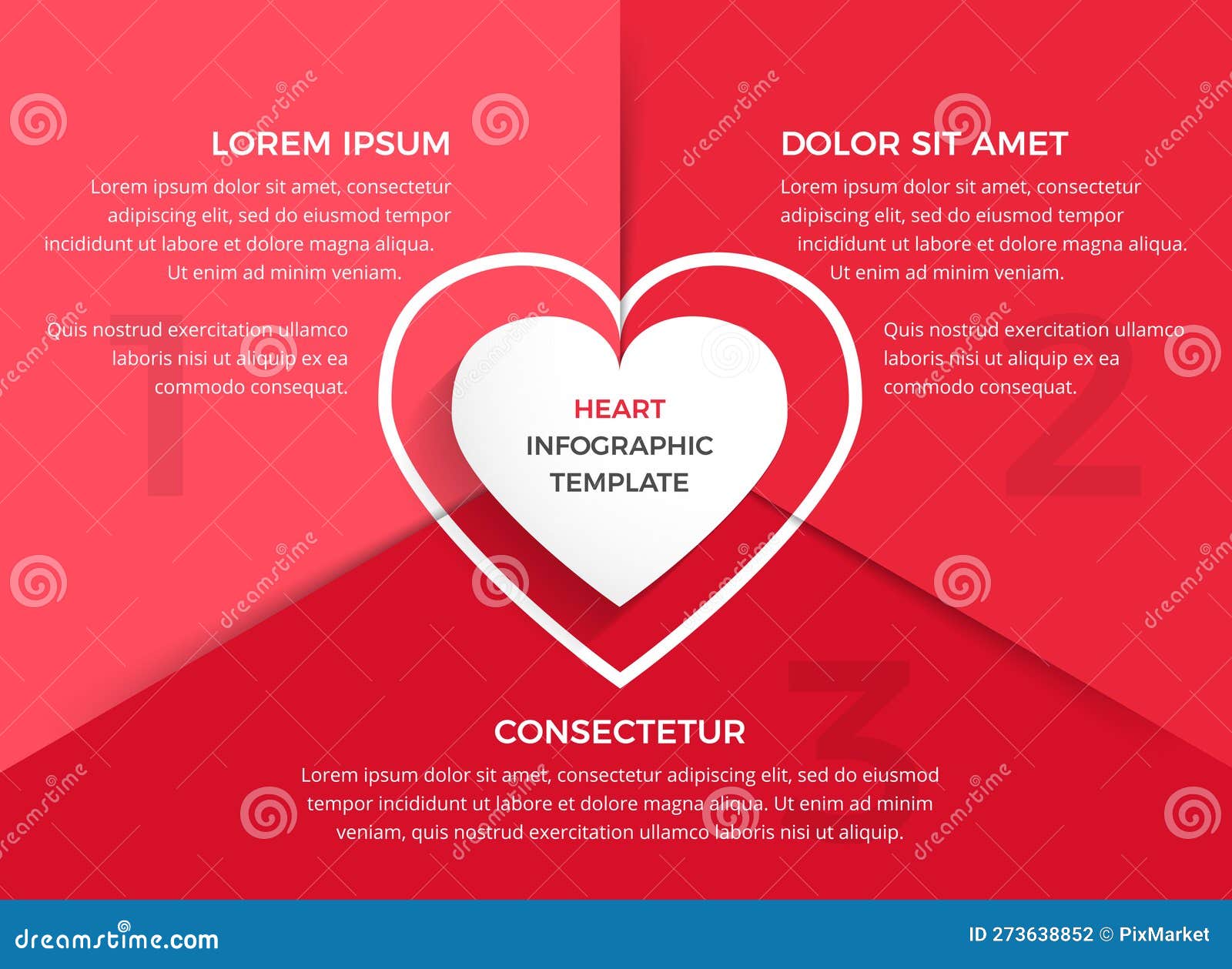 Heart Infographics with 3 Elements Stock Illustration - Illustration of ...
