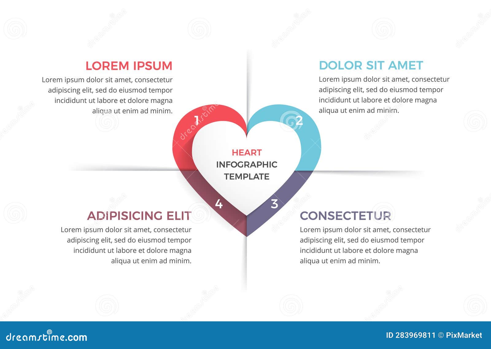Heart Infographics with 4 Elements Stock Vector - Illustration of ...