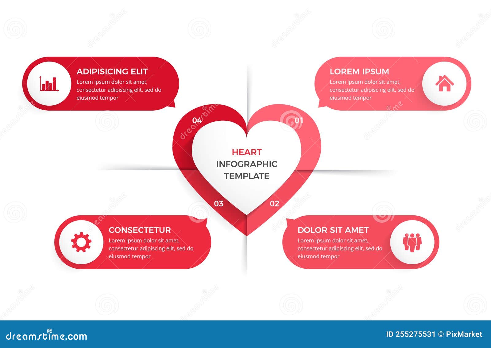 Heart Infographics stock vector. Illustration of template - 255275531