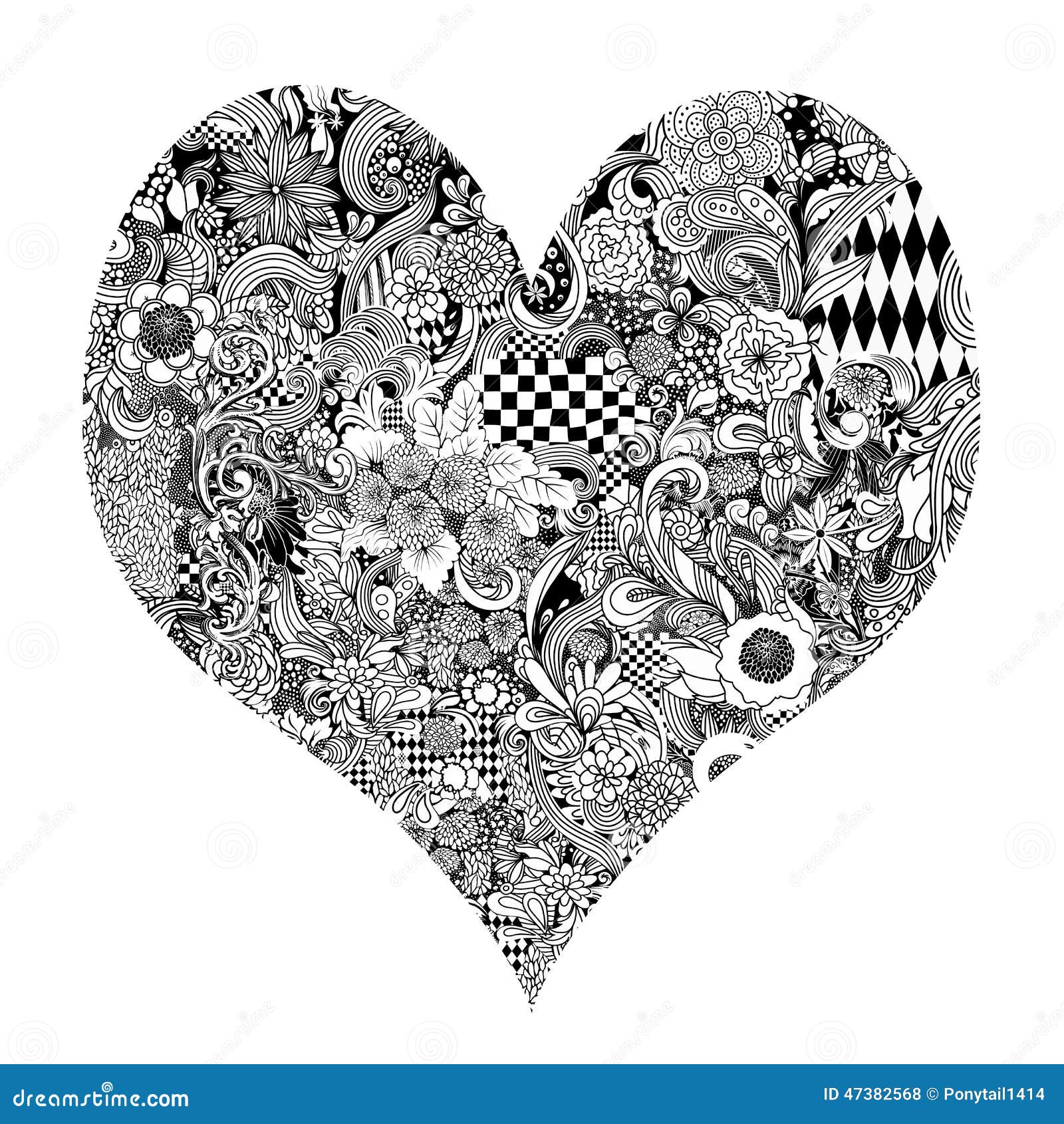 Heart Ink Drawing stock illustration. Illustration of checkerboard ...