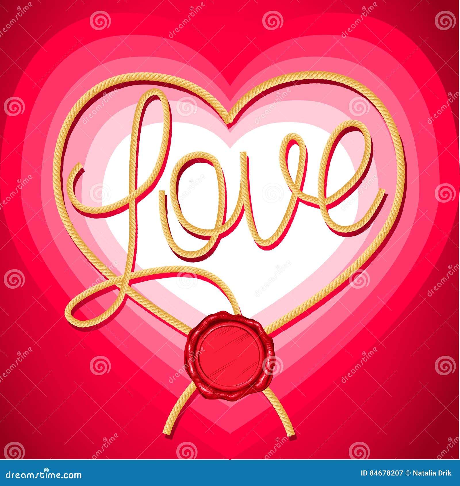 Heart And Inscription Love Rope Stock Vector Illustration Of