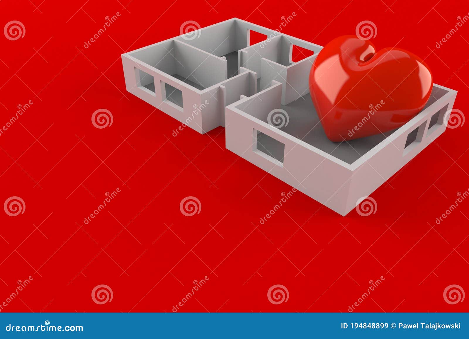 Heart inside house plan stock illustration. Illustration of love ...