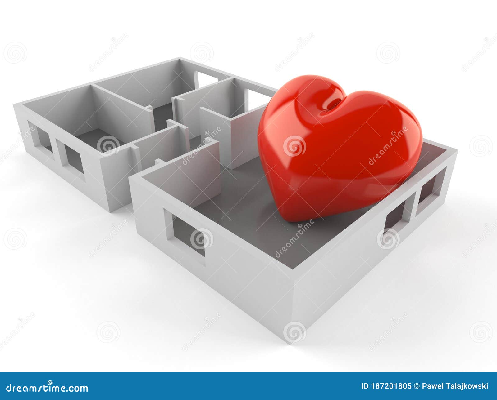 Heart inside house plan stock illustration. Illustration of white ...