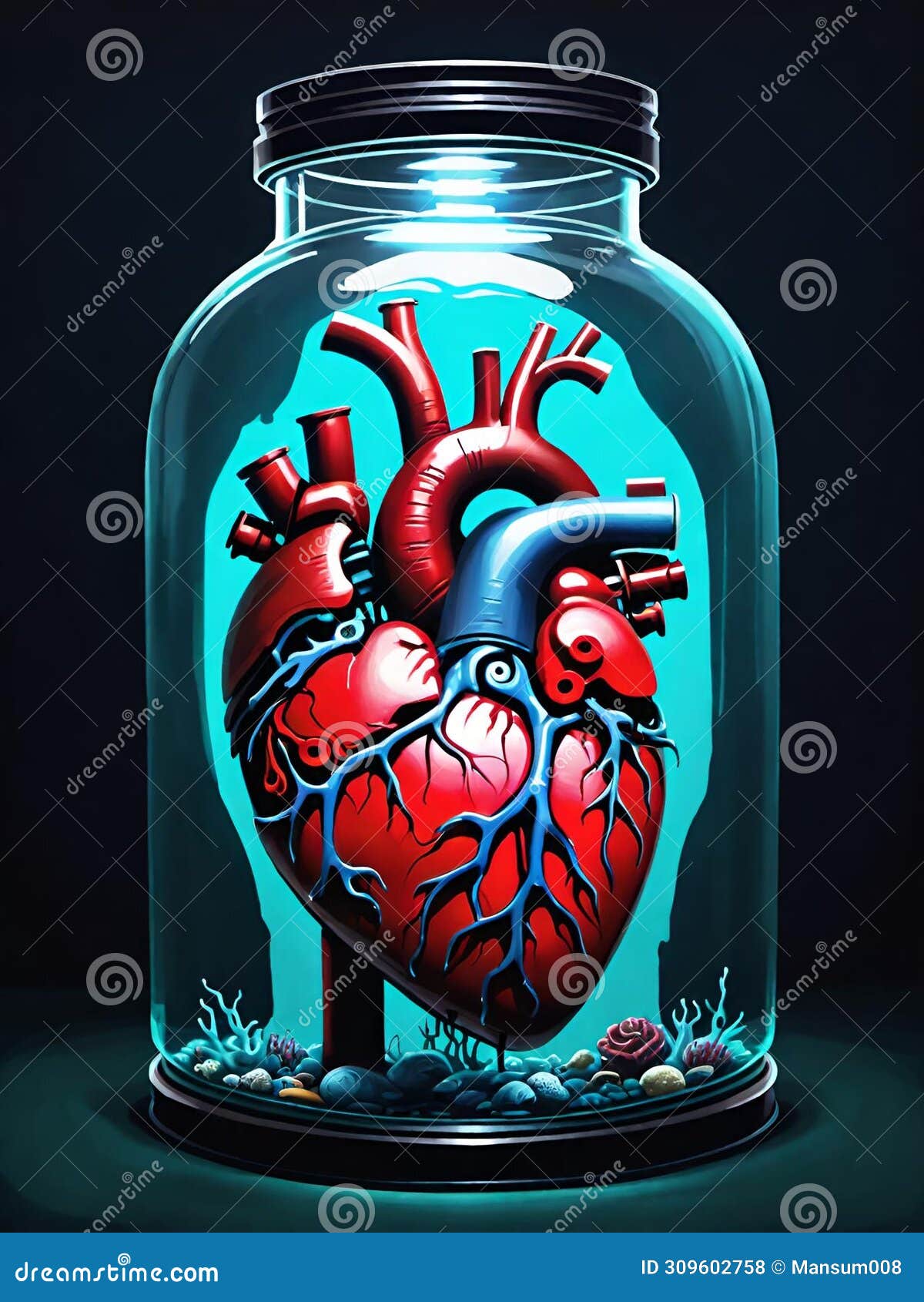 Heart Inside a Human Heart Shaped Jar Stock Illustration - Illustration ...