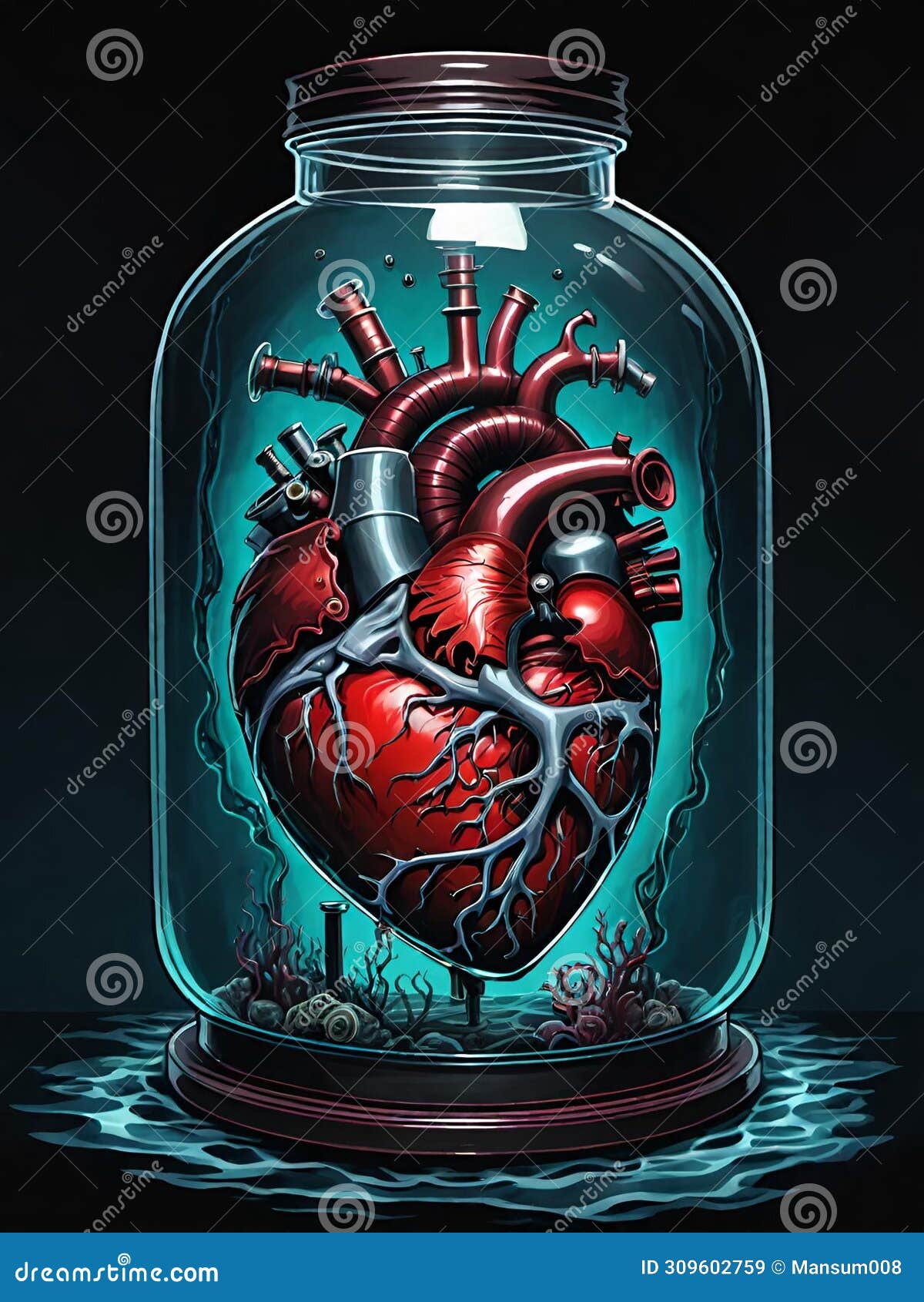 Heart Inside a Human Heart Shaped Jar Stock Illustration - Illustration ...