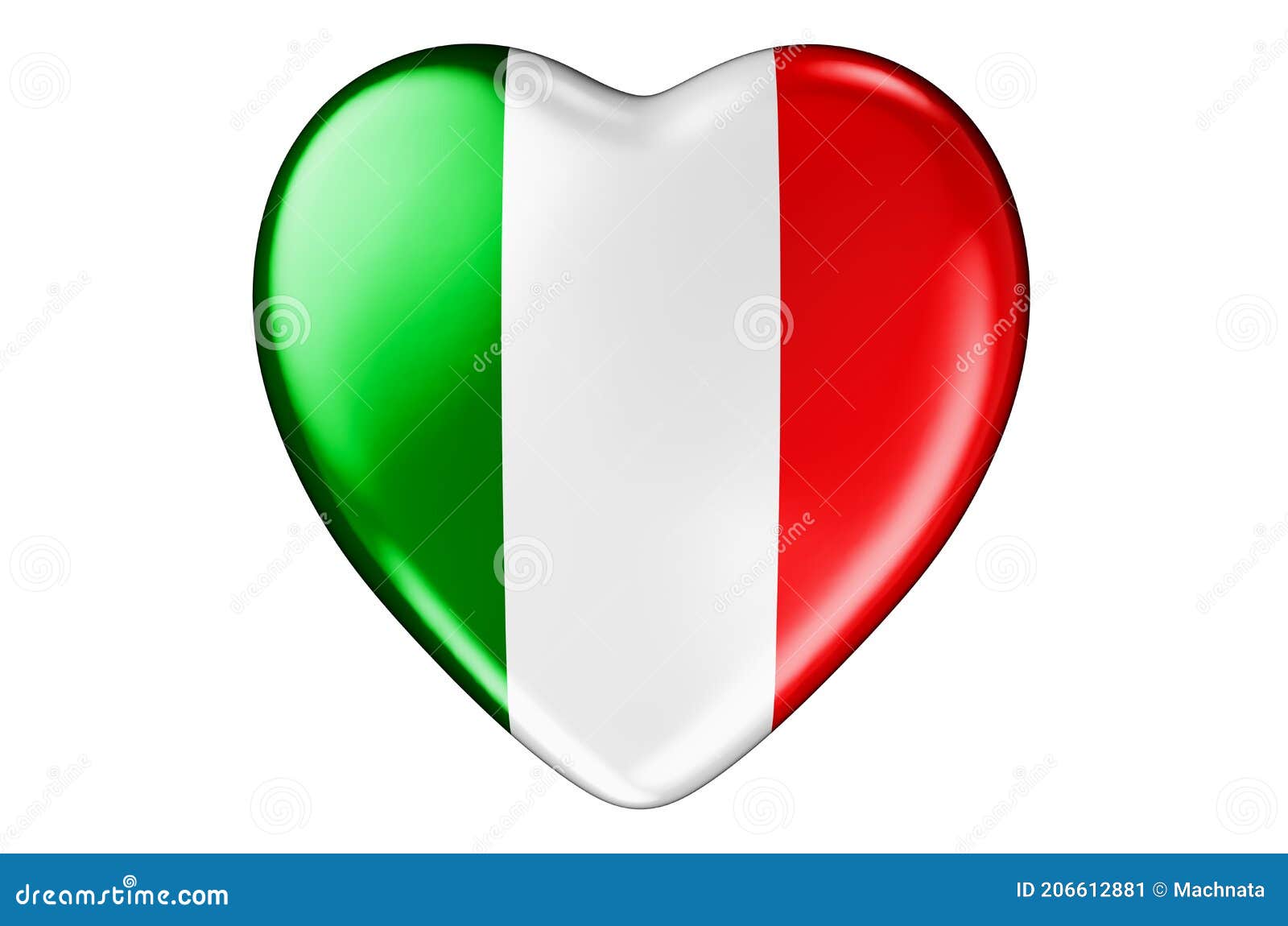Heart with Italian Flag, 3D Rendering Stock Illustration - Illustration ...