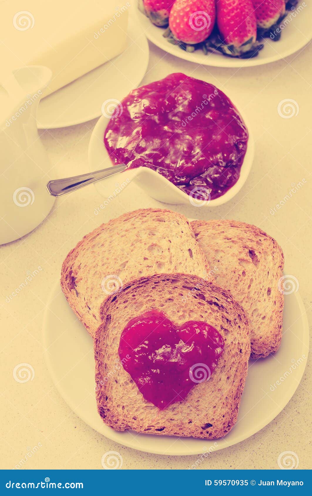 Heart of Jam on a Toast, Filtered Stock Image - Image of filter, plate ...