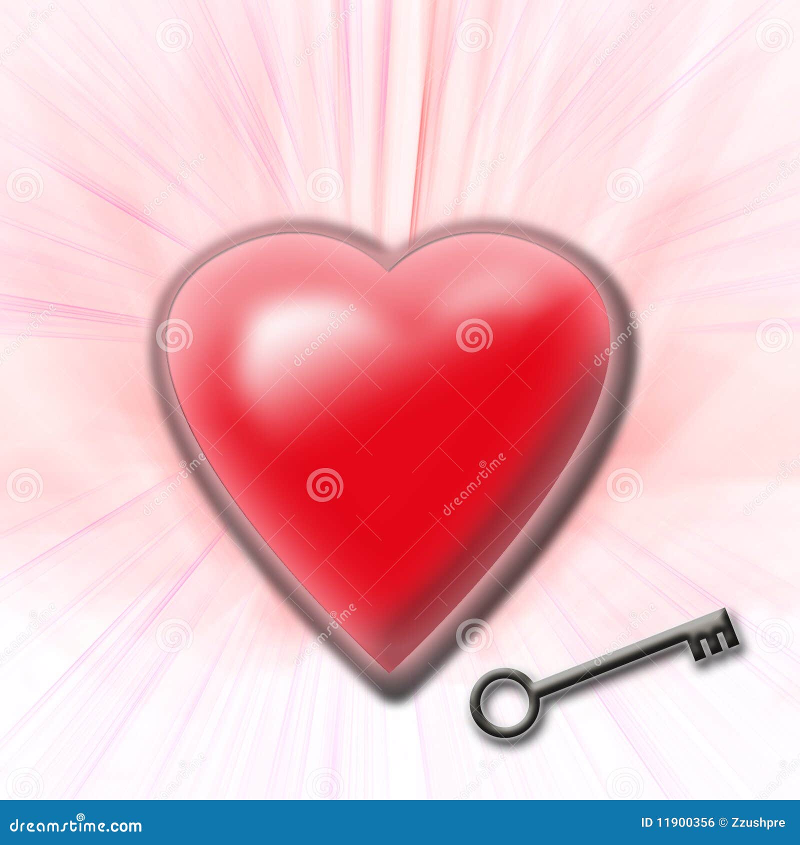 Heart with key stock illustration. Illustration of single - 11900356