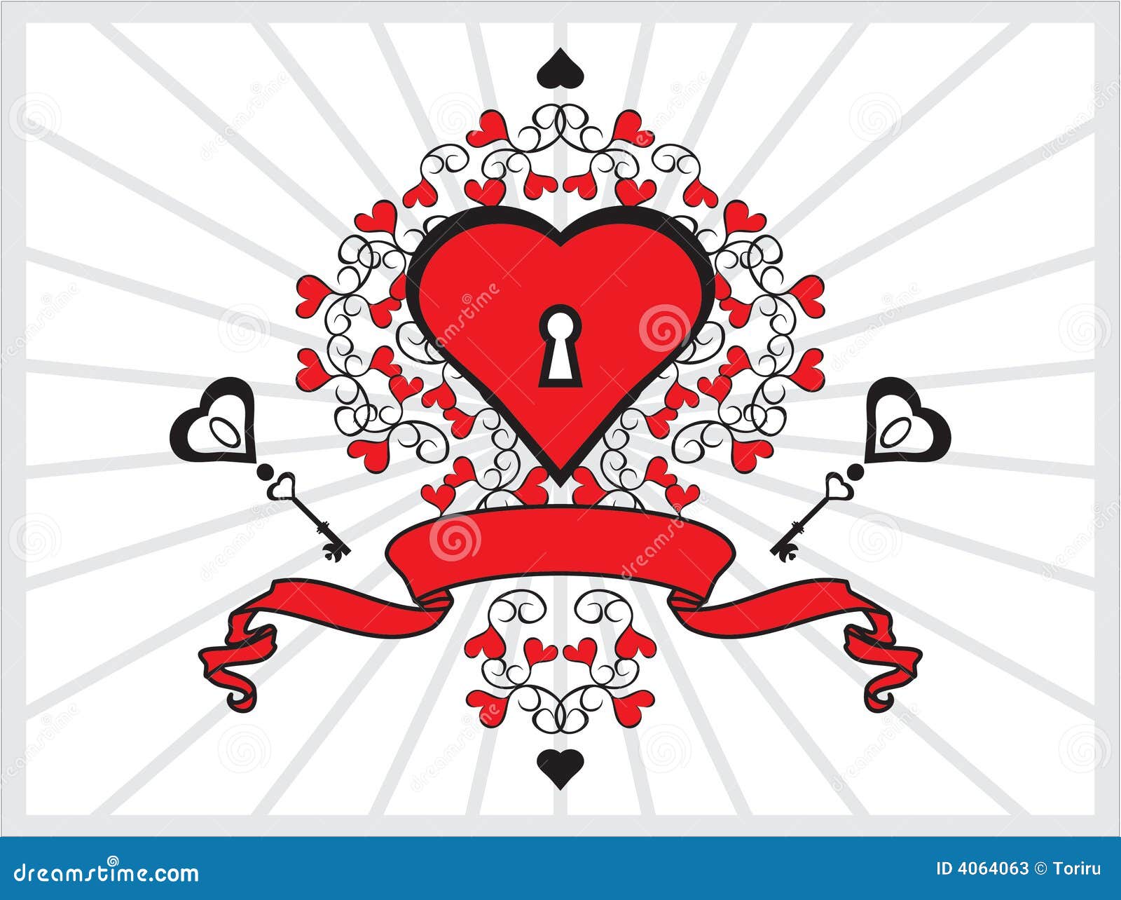 Heart and key stock vector. Illustration of floral, padlock - 4064063