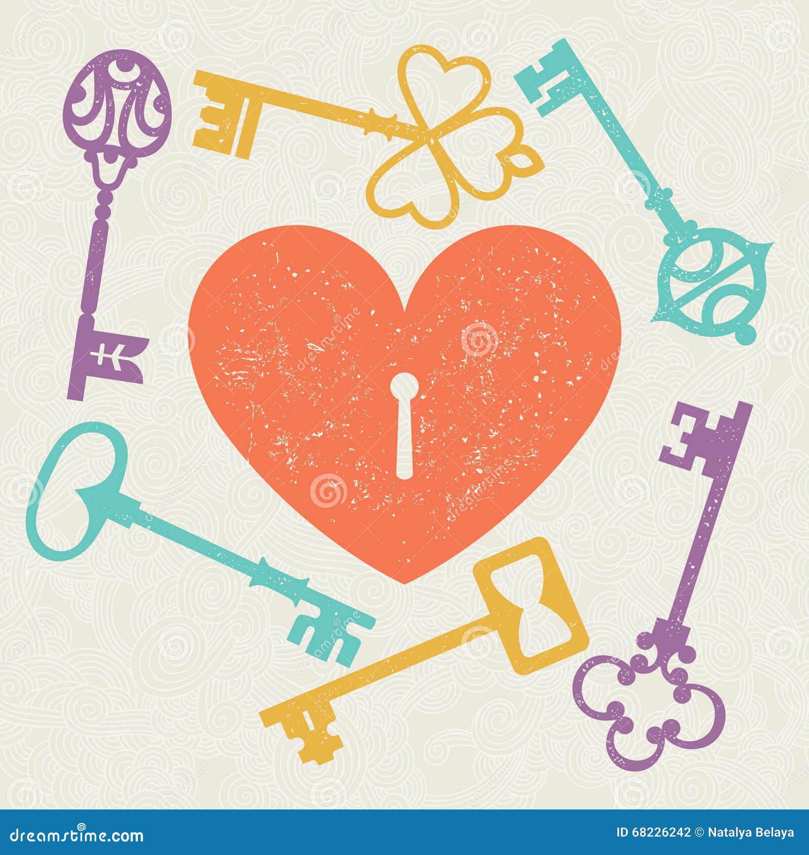 Heart_key stock vector. Illustration of symbol, ornate - 68226242