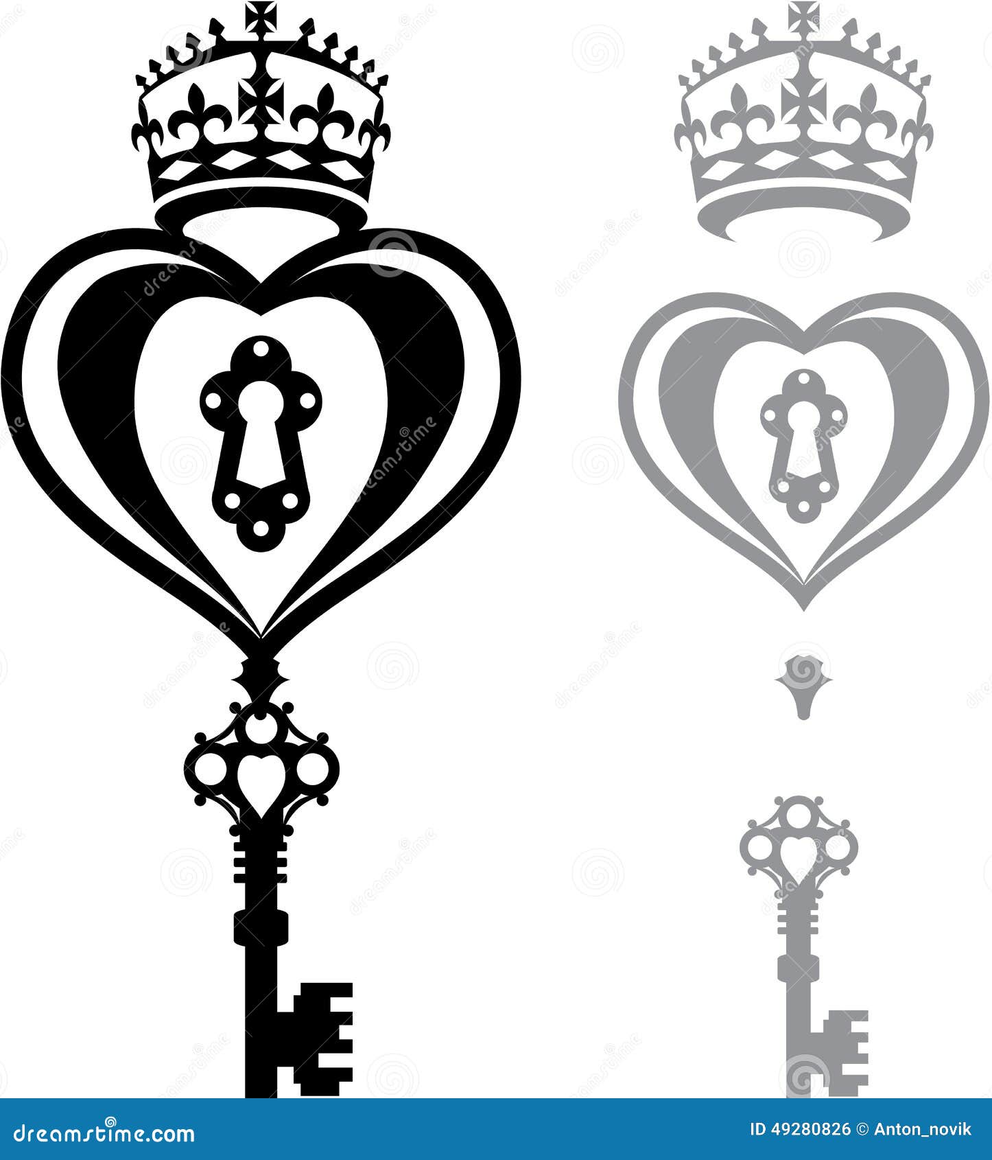 Heart and a Key B/W Image Vector Stock Vector - Illustration of metal ...