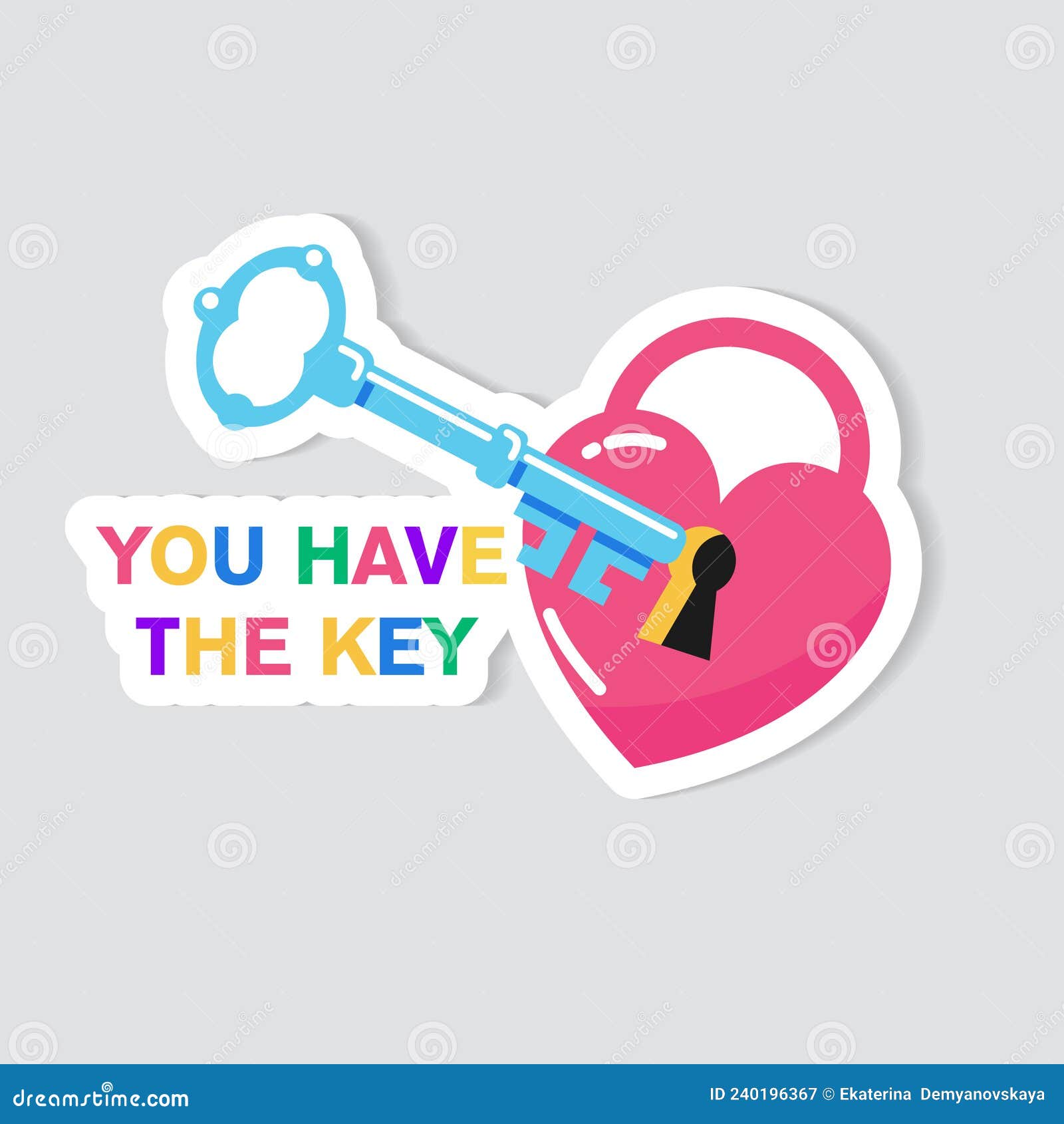 The Heart and the Key. Cartoon-style Sticker Stock Vector ...