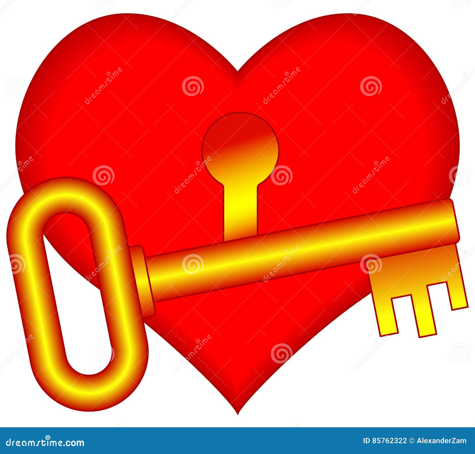 Heart and key stock vector. Illustration of heart, gold - 85762322