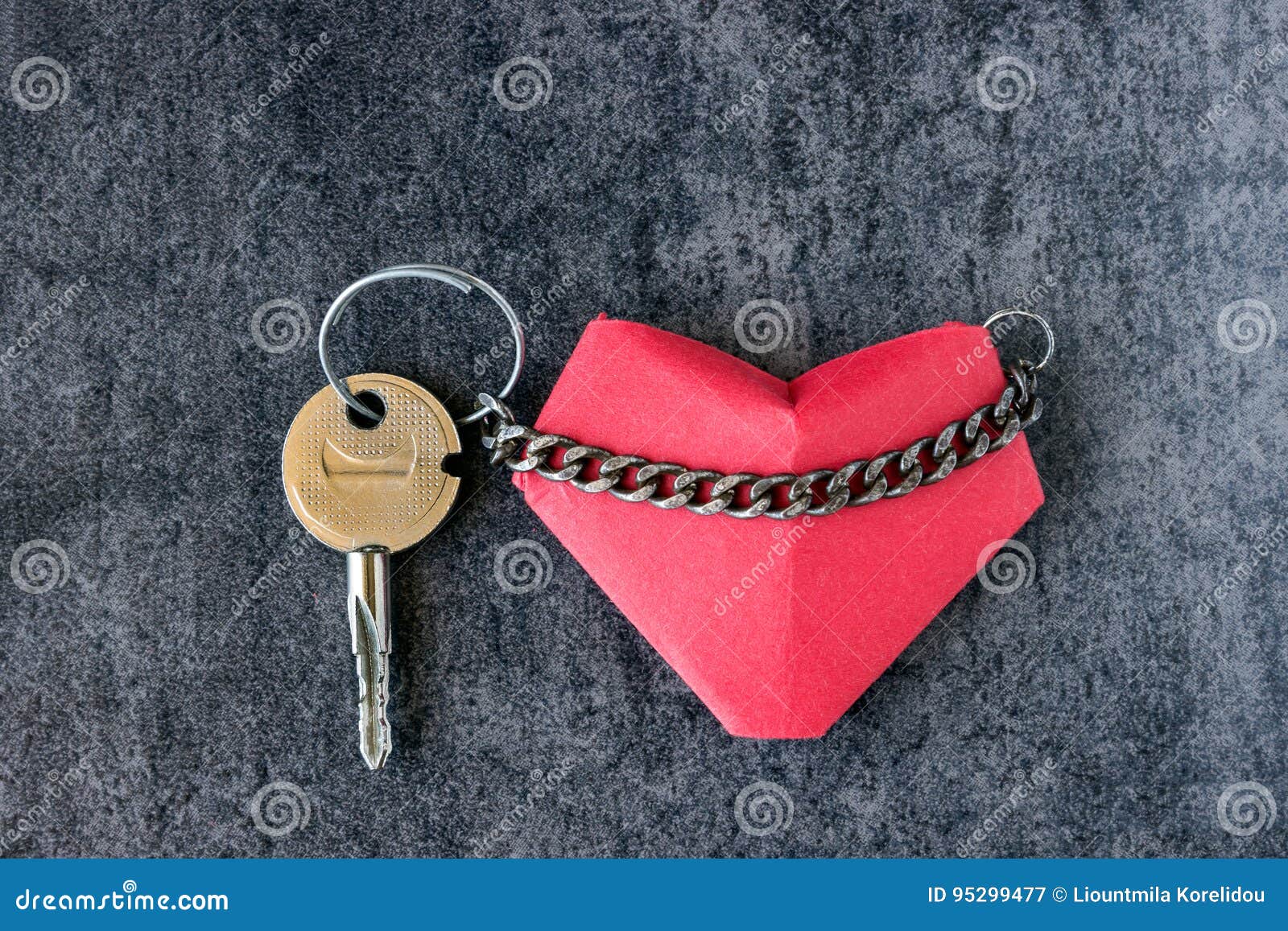 Heart and a Key, Connected by a Chain. Stock Image - Image of padlock ...