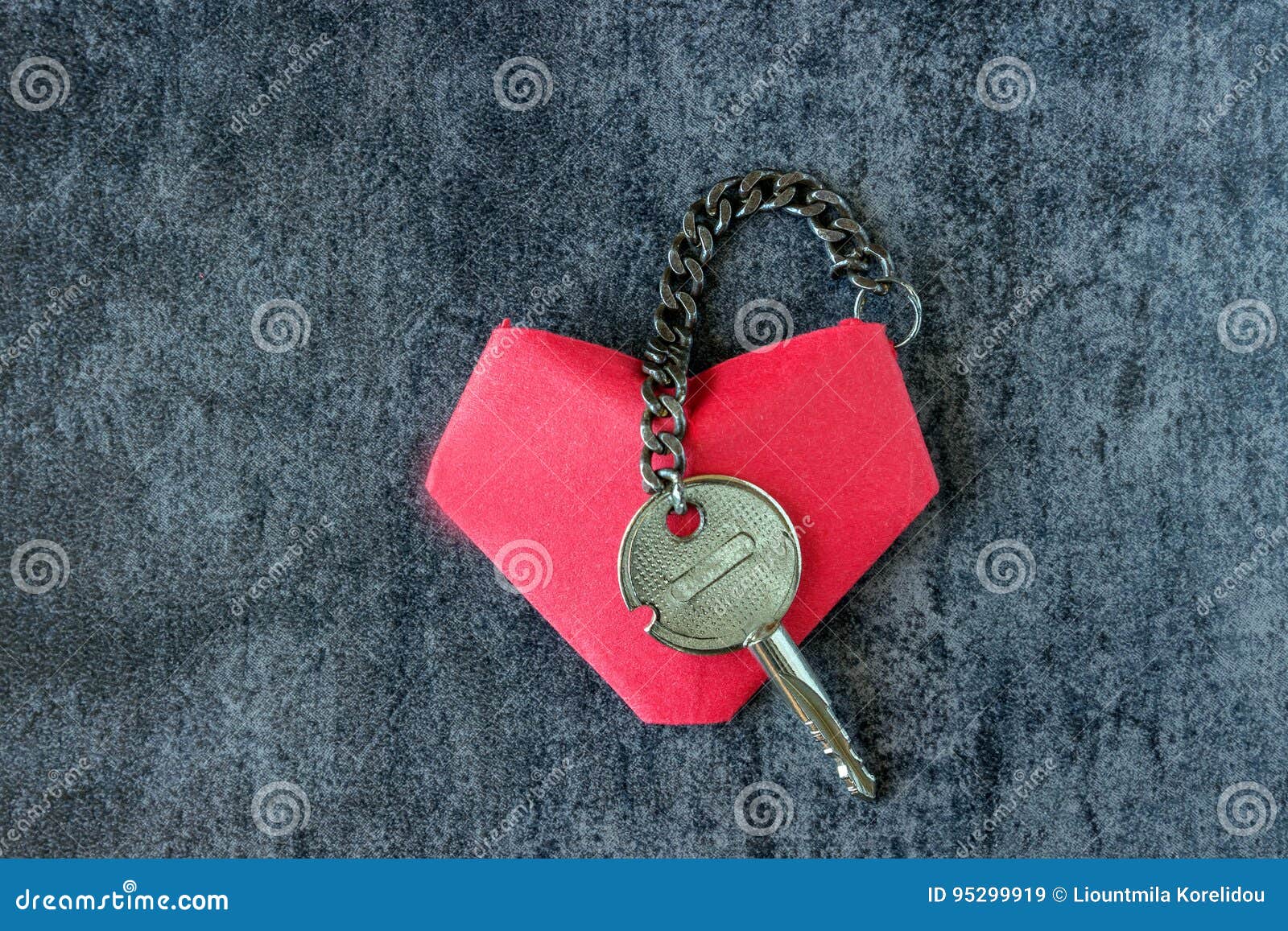 Heart and a Key, Connected by a Chain. Stock Image - Image of chained ...