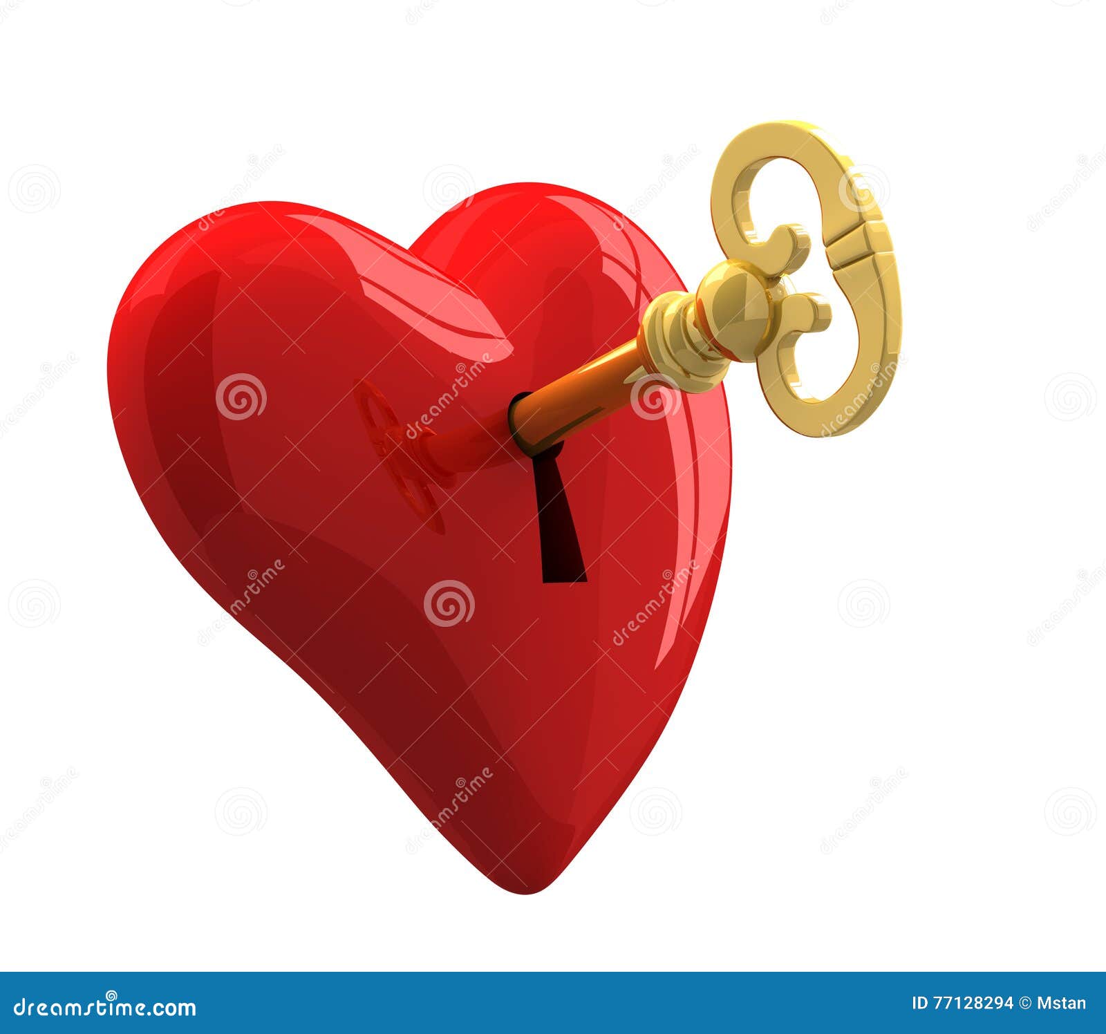 Heart and Key 3d Illustration Stock Illustration - Illustration of ...