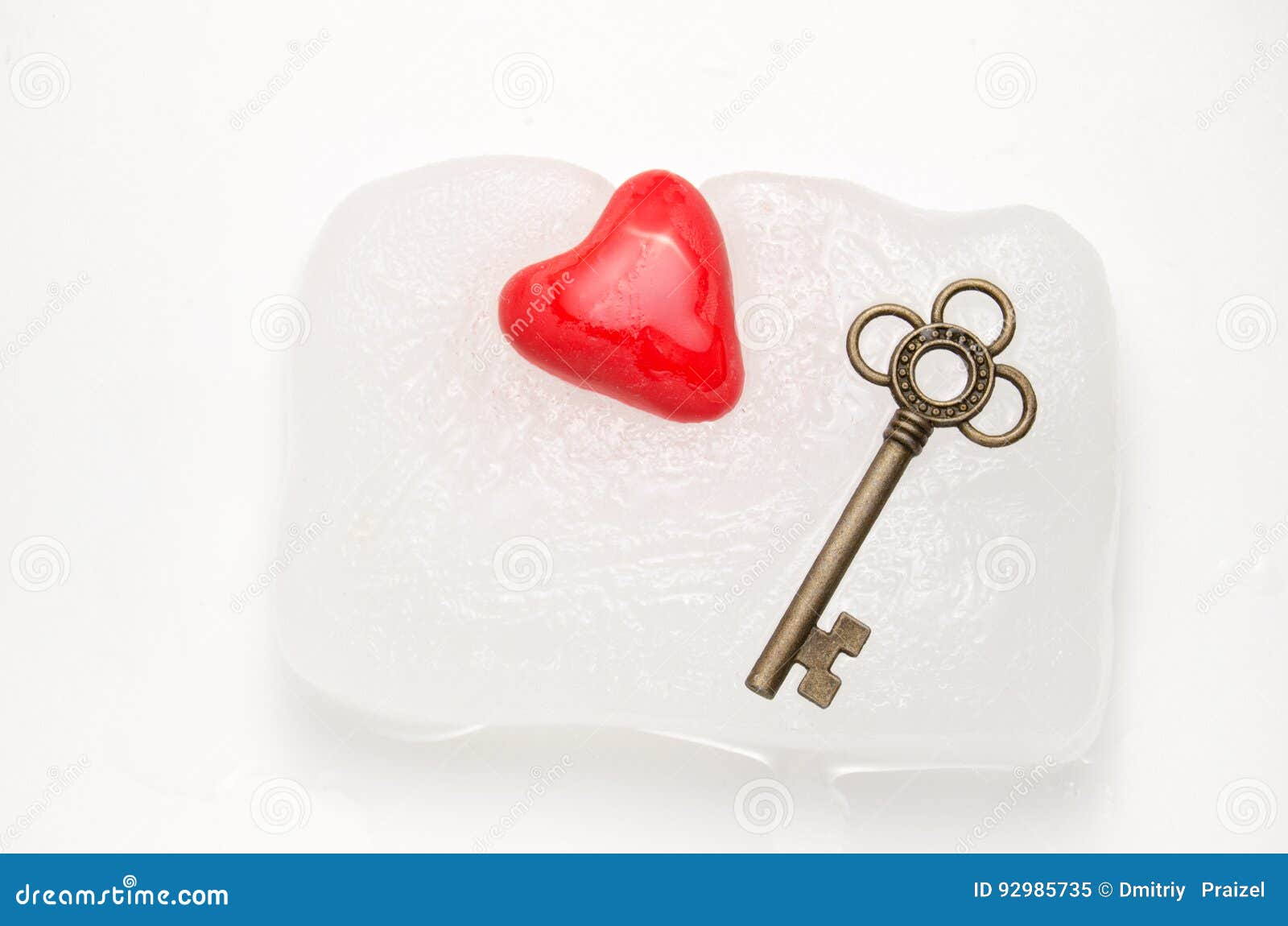 Heart and Key Frozen in the Ice Stock Image - Image of blue, background ...