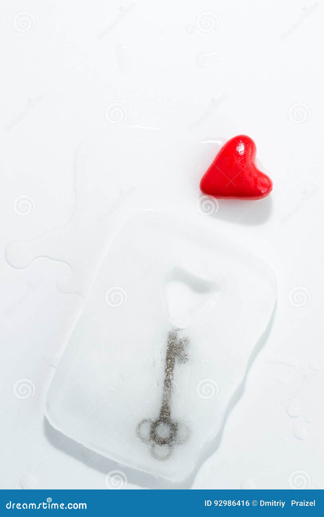 Heart and Key Frozen in the Ice Stock Photo - Image of background ...