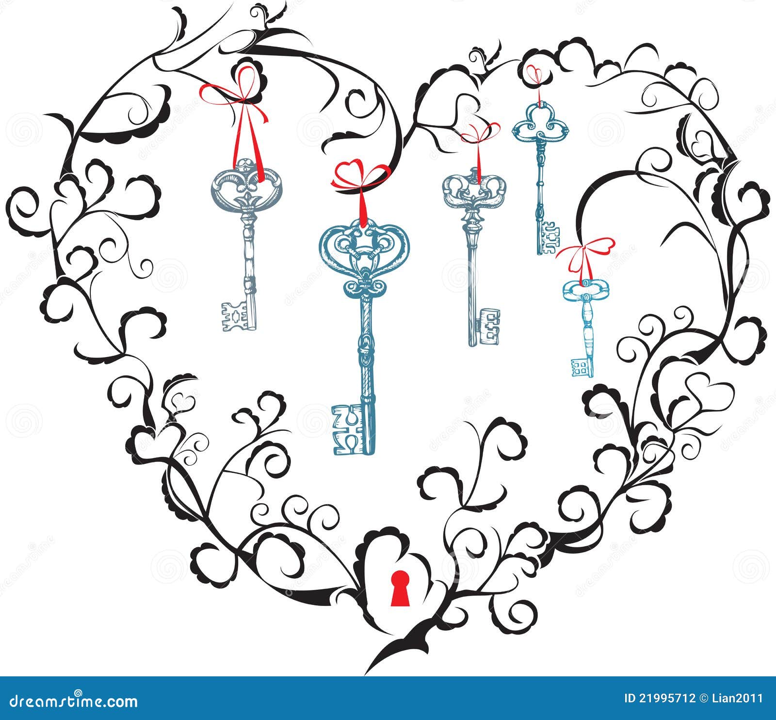 Heart, keyhole and keys stock vector. Illustration of case - 21995712