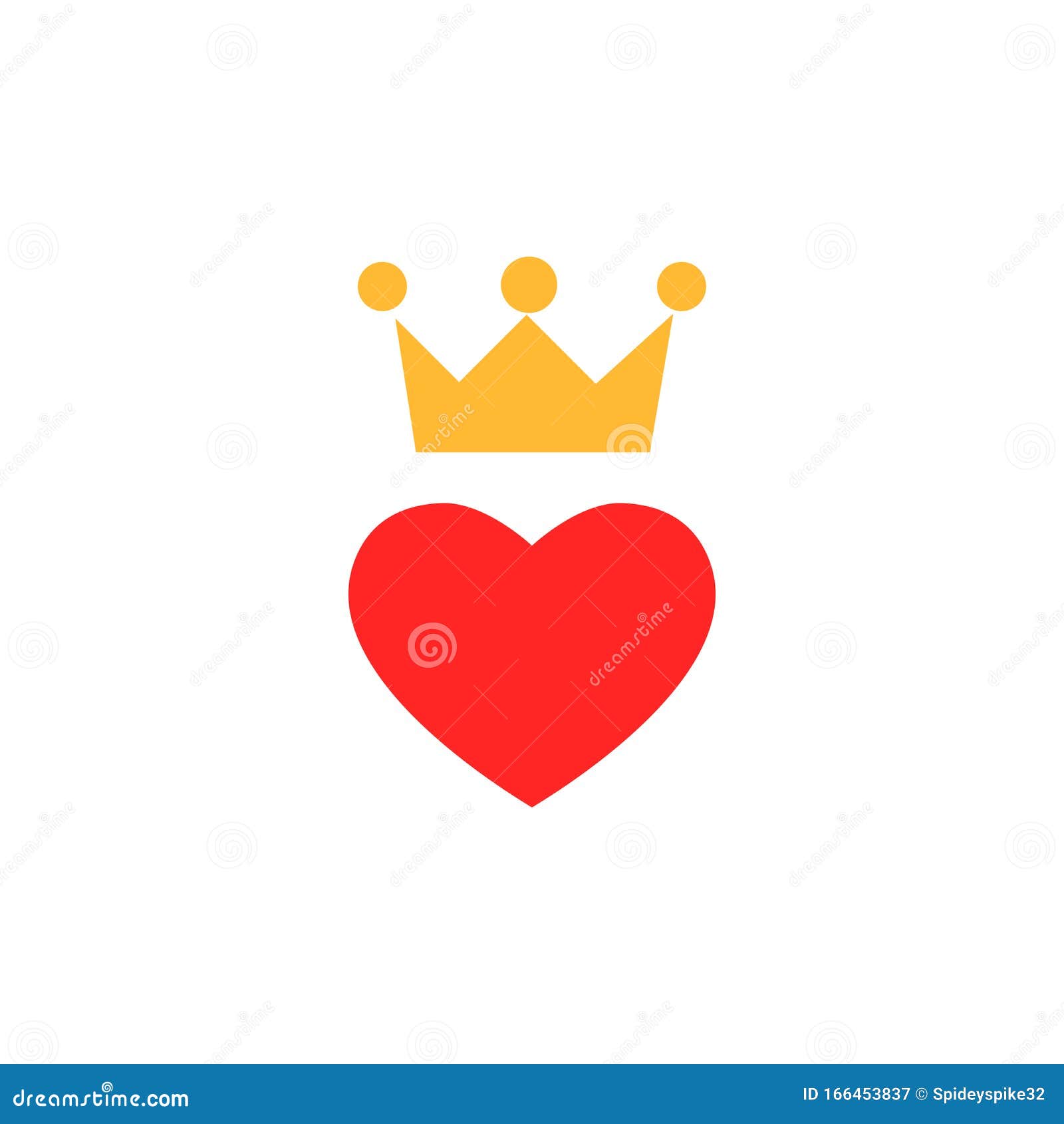 Heart King with Golden Crown. Isolated Vector Illustration Stock Vector ...