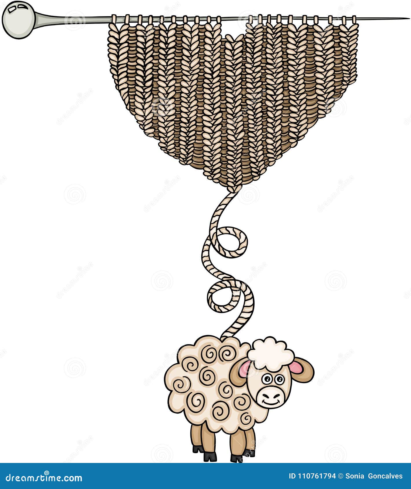 Knitting Sheep Cartoon Illustration | CartoonDealer.com #37223503