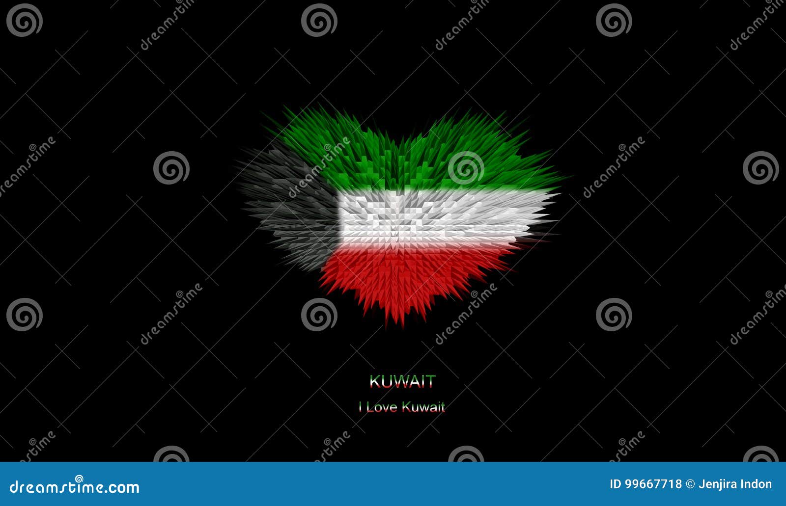 The Heart of Kuwait Flag. stock illustration. Illustration of leader ...