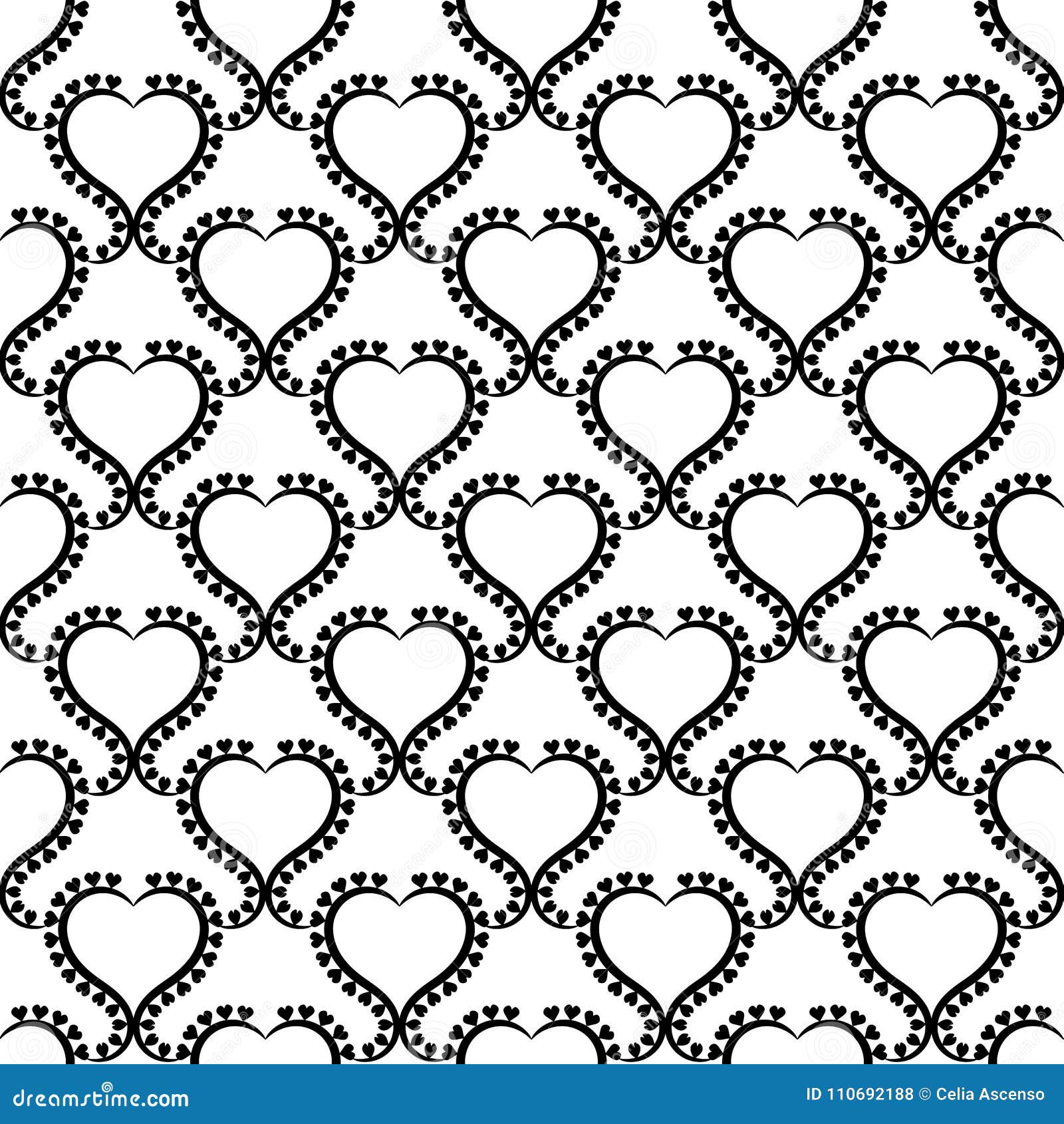 Black and White Lace Hearts Seamless Texture Stock Illustration ...