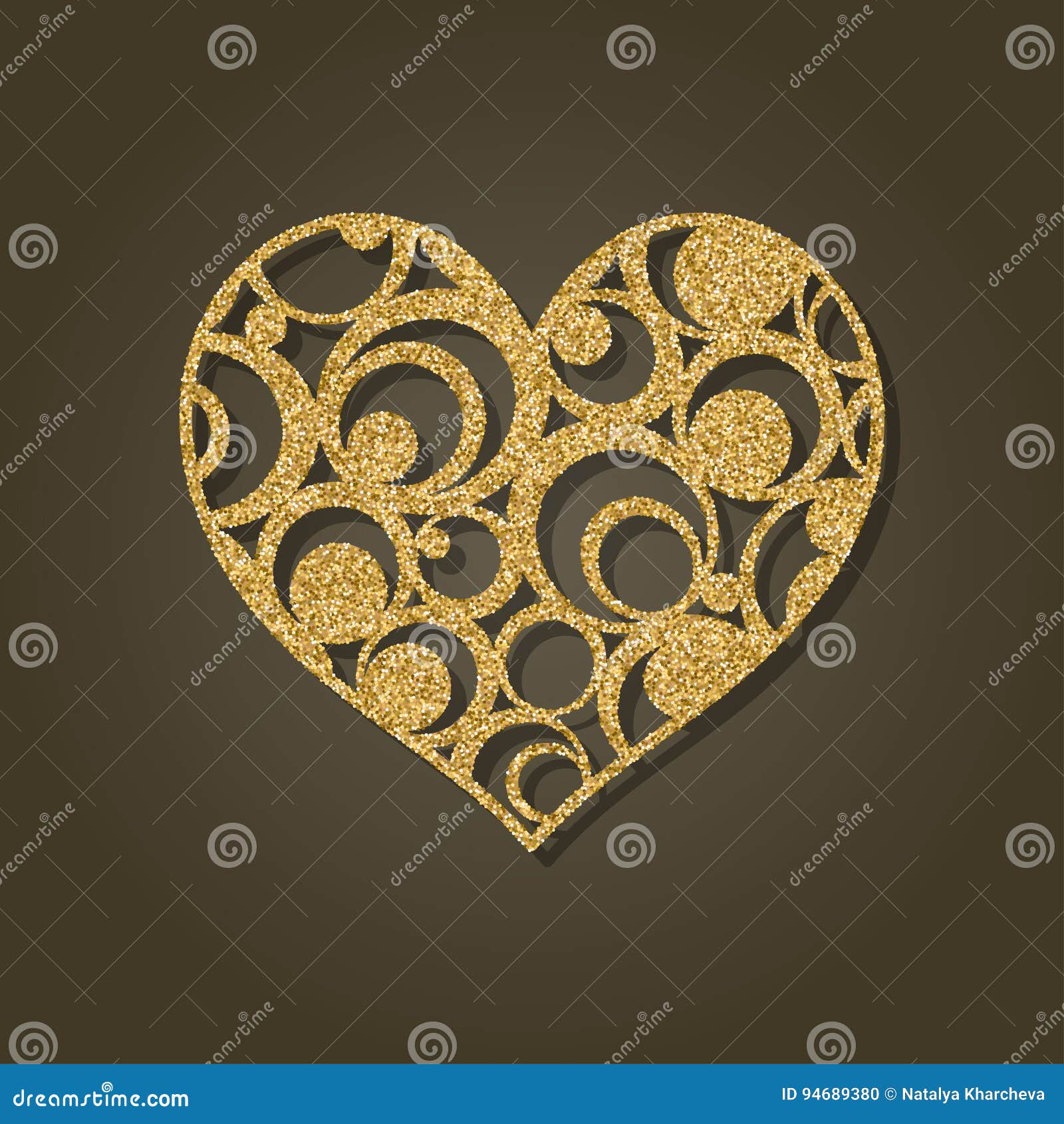 Heart for Laser Cutting.Round Gold Pattern Stock Vector - Illustration ...