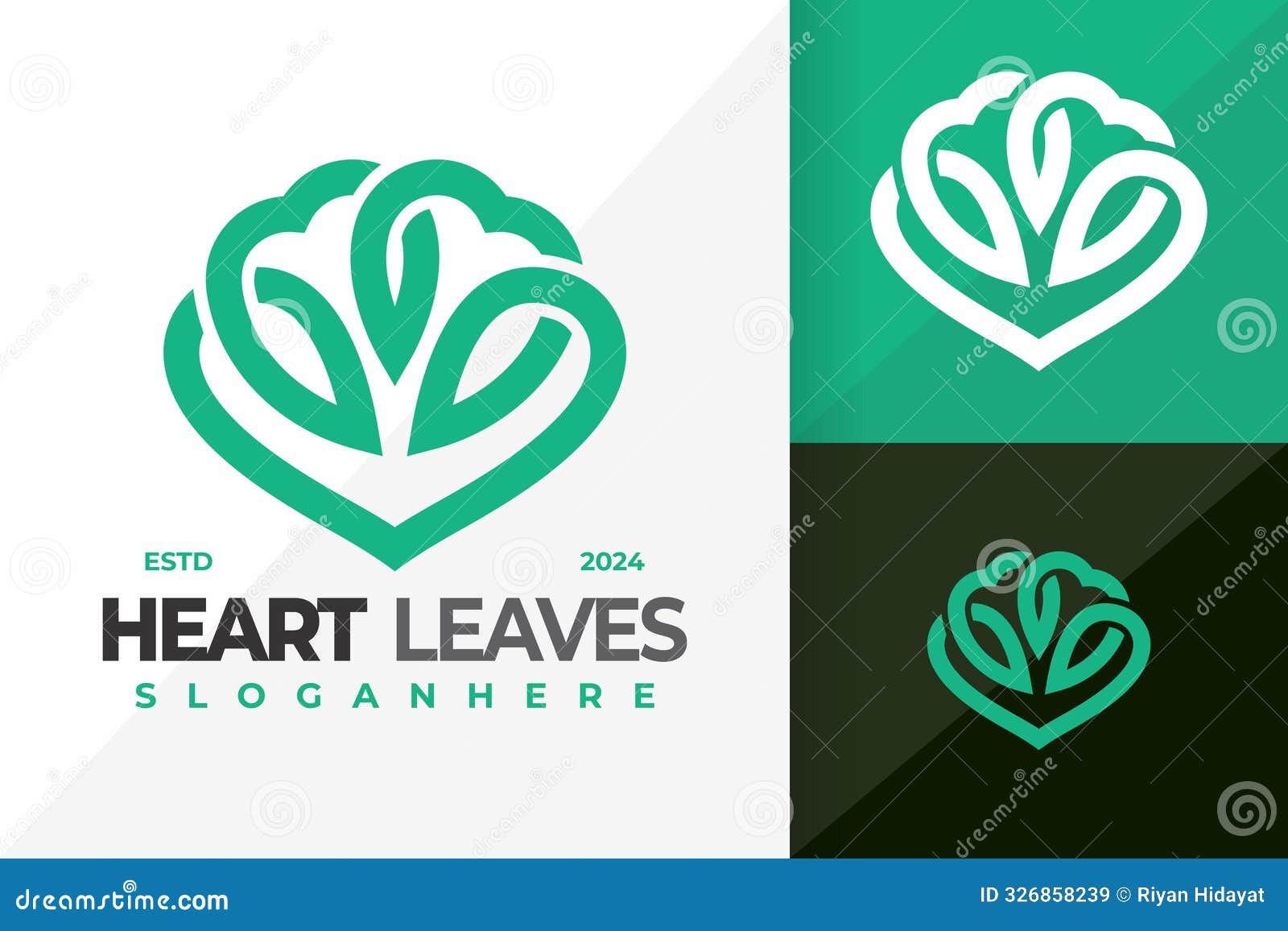 Heart Leaf Logo Design Vector Symbol Icon Illustration Stock Vector ...