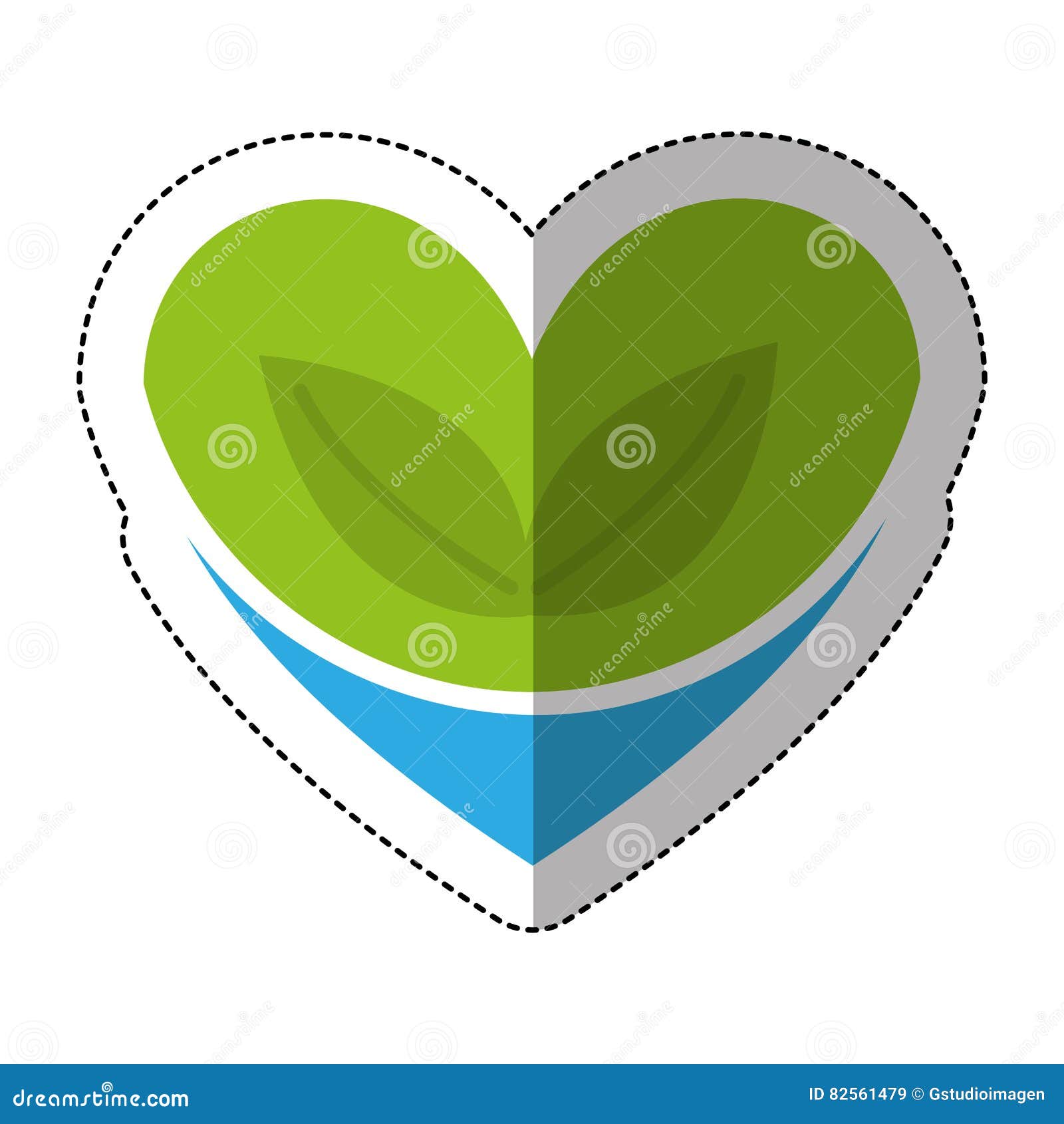 Heart with Leafs Plant Icon Stock Illustration - Illustration of ...