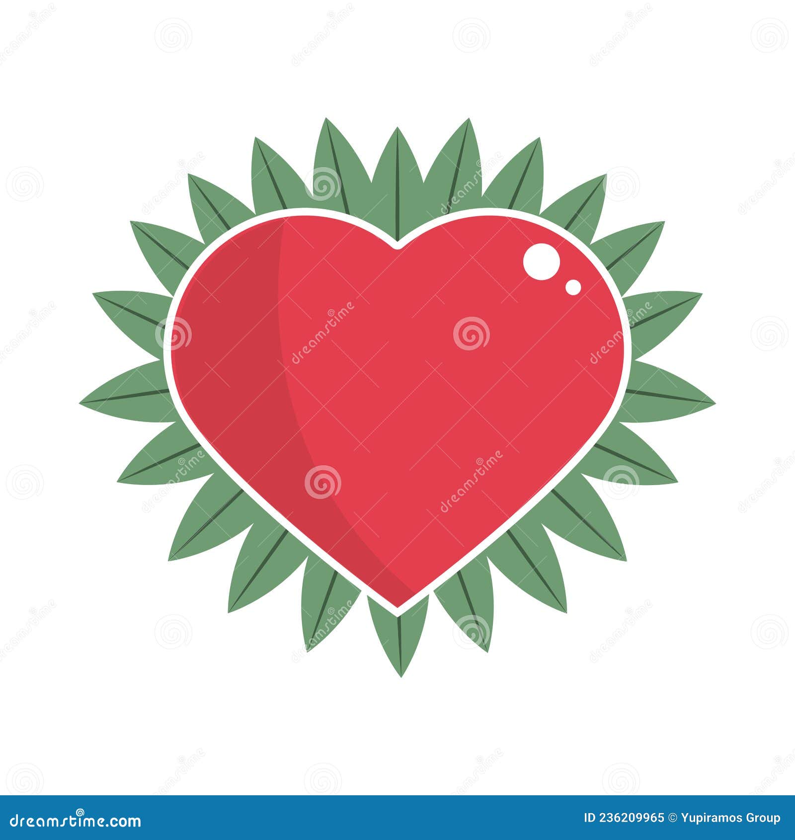 Heart with leaves stock vector. Illustration of green - 236209965