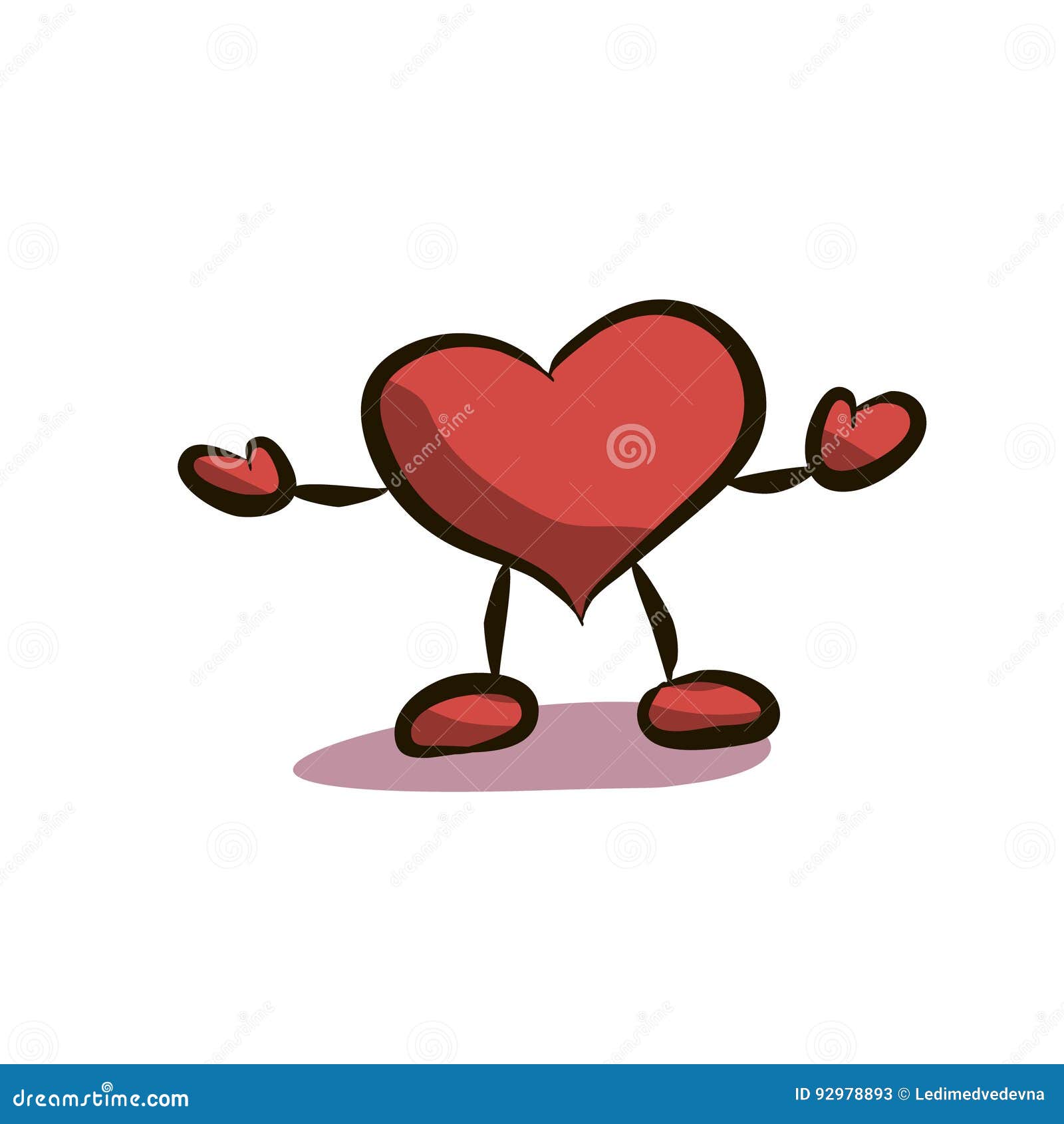Heart with legs stock vector. Illustration of cute, isolated - 92978893