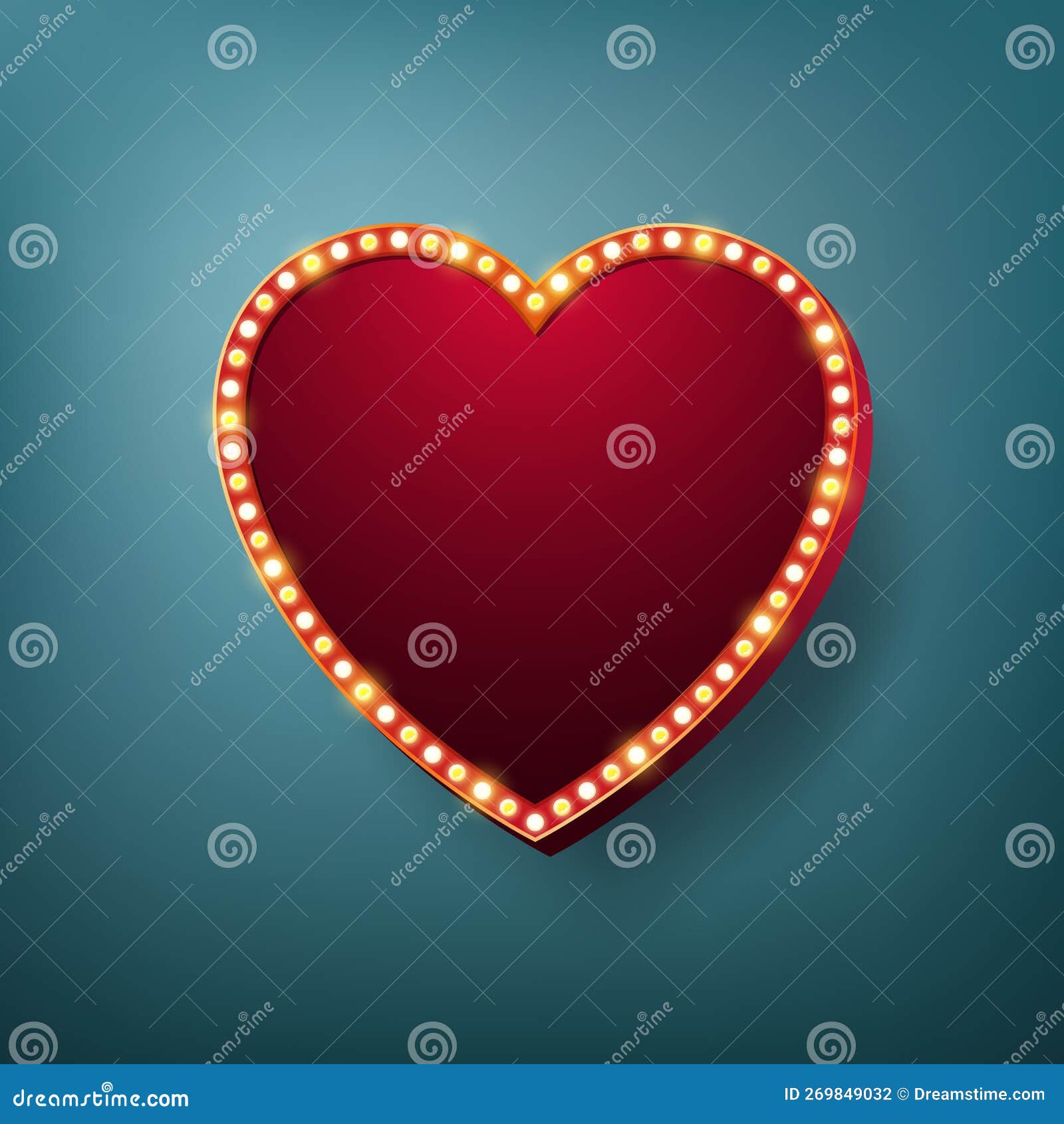 Heart Light Frame with Electric Bulbs. Stock Vector - Illustration of ...