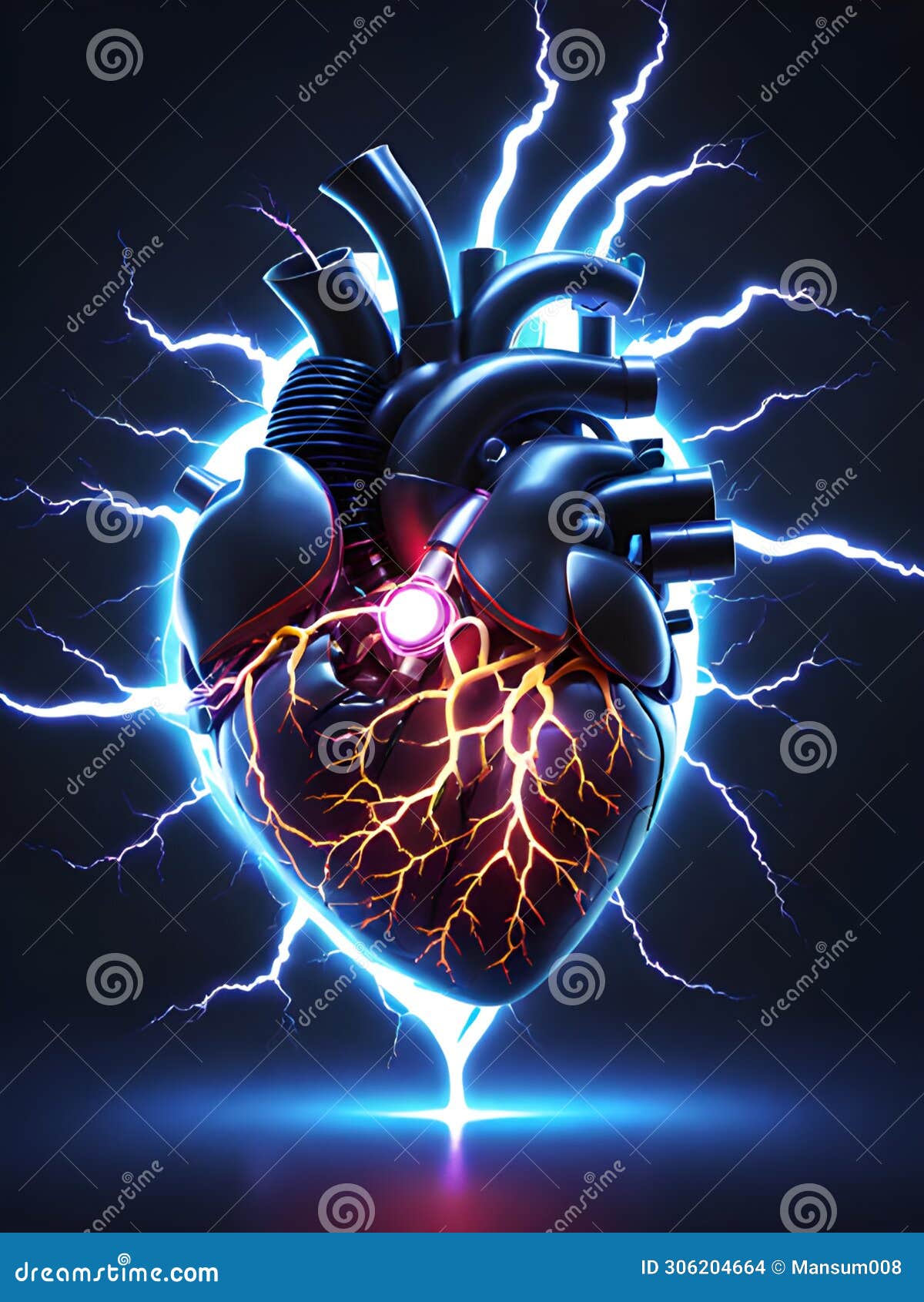 A Heart with Lightning Coming Out of it Stock Illustration ...